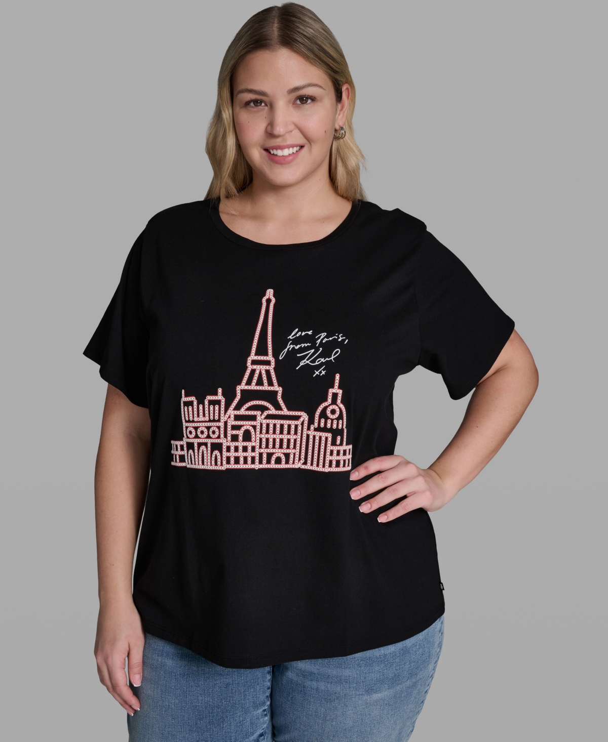 Click here for Karl Lagerfeld Paris Plus Size Crewneck Graphic T-... prices