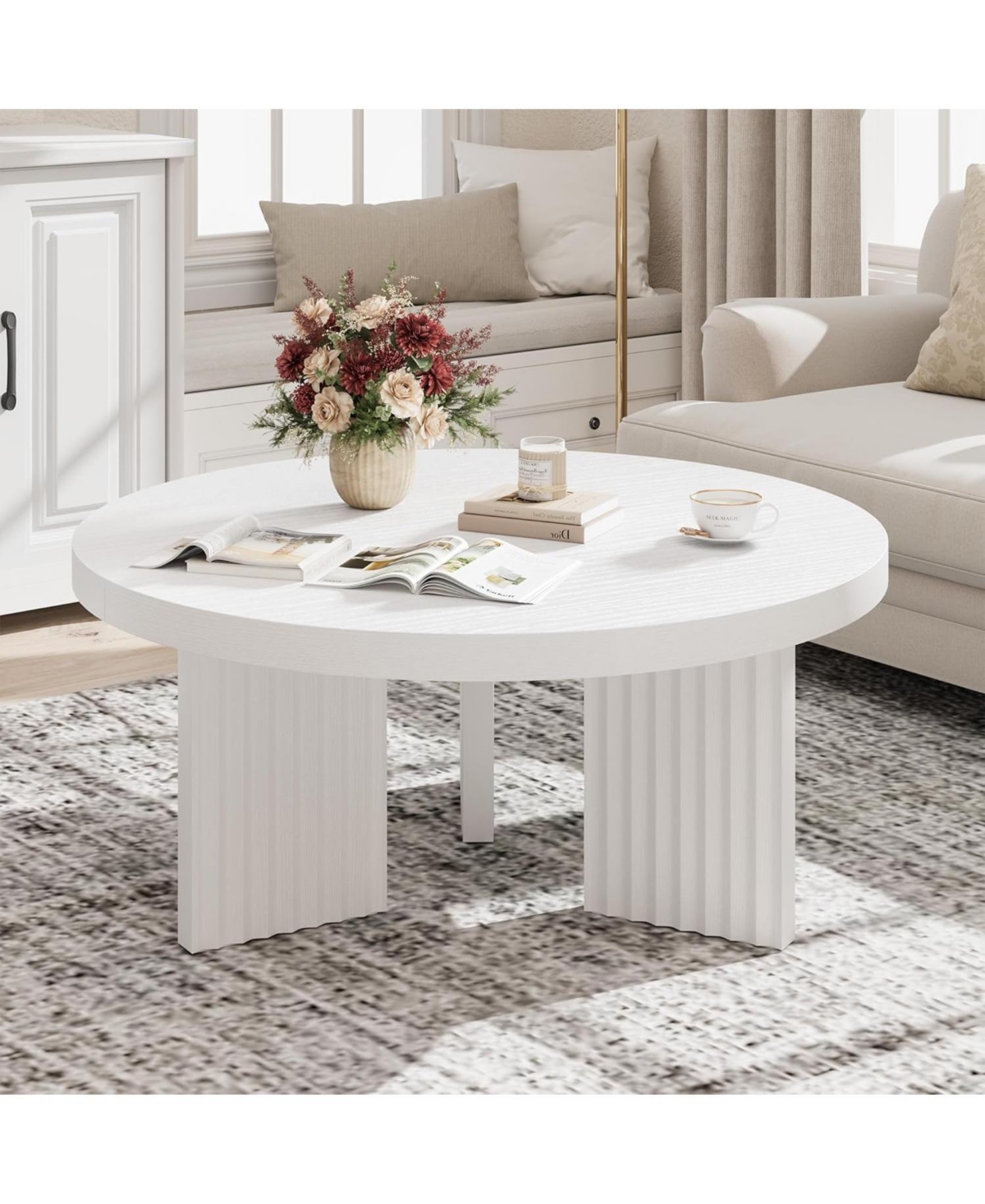 Click here for gaomon 33.5" Round Coffee Table with Fluted L... prices