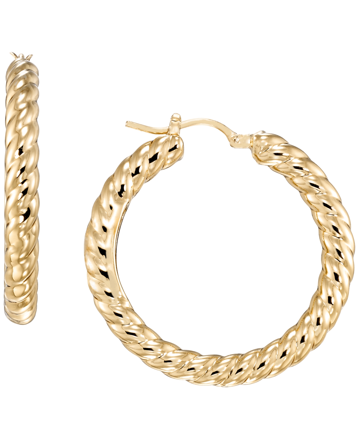 Click here for Italian Gold Twist Hoop Earrings in 10k Yellow Gol... prices