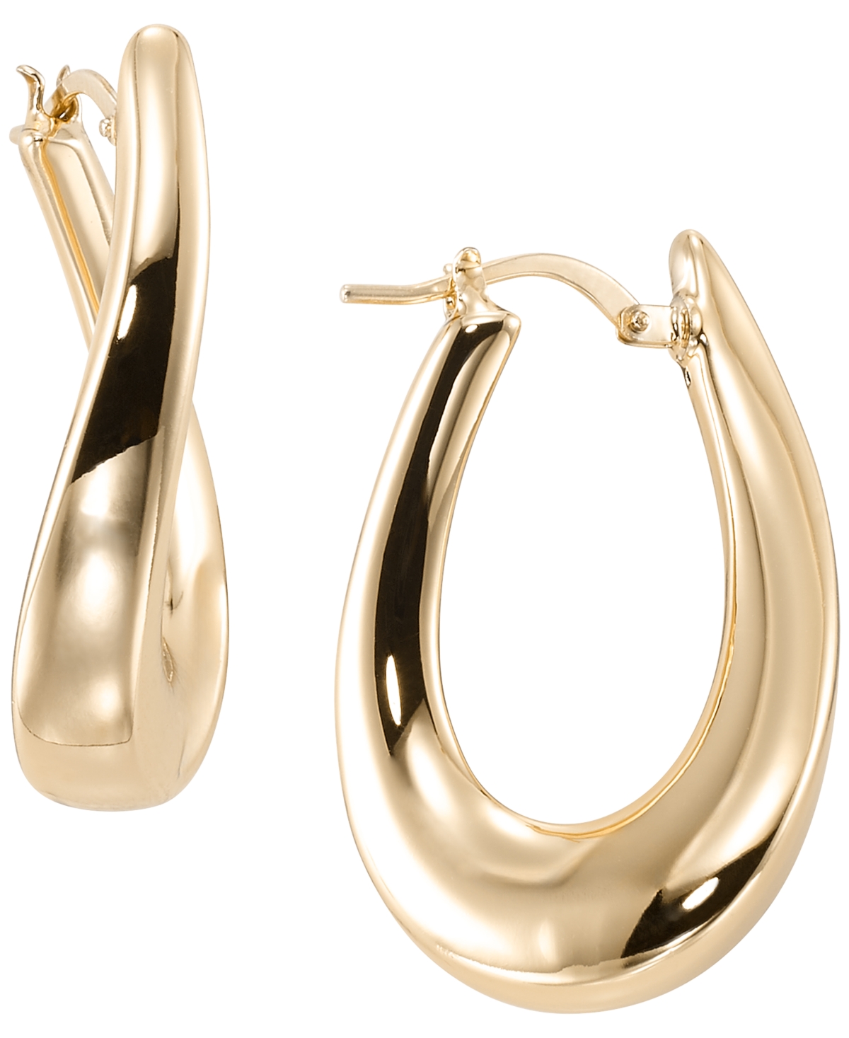 Click here for Italian Gold Wavy Hoop Earrings in 10k Yellow Gold... prices