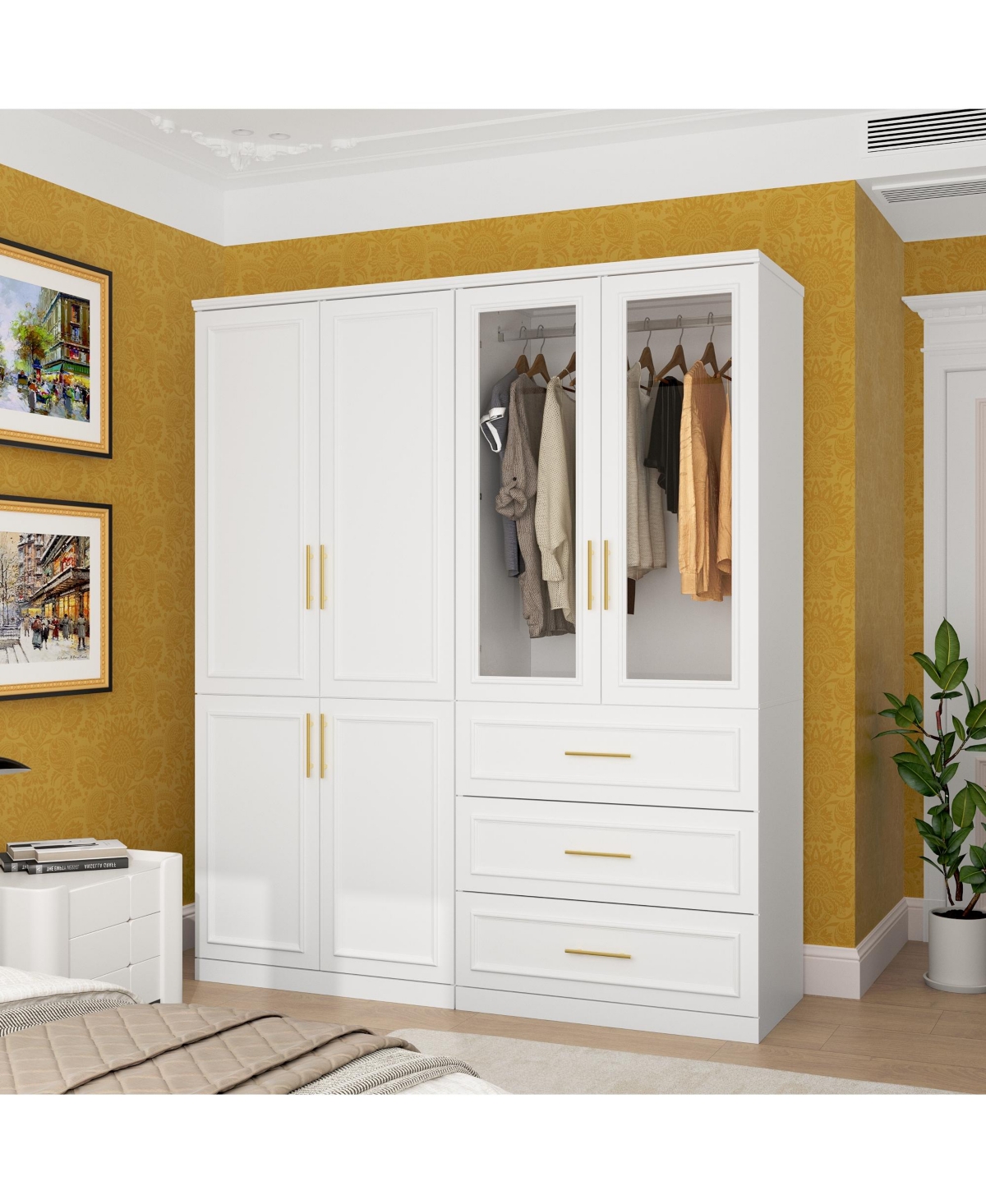 Click here for Homsee 6-Door Big Armoires with 2 Hanging Rods  3-... prices