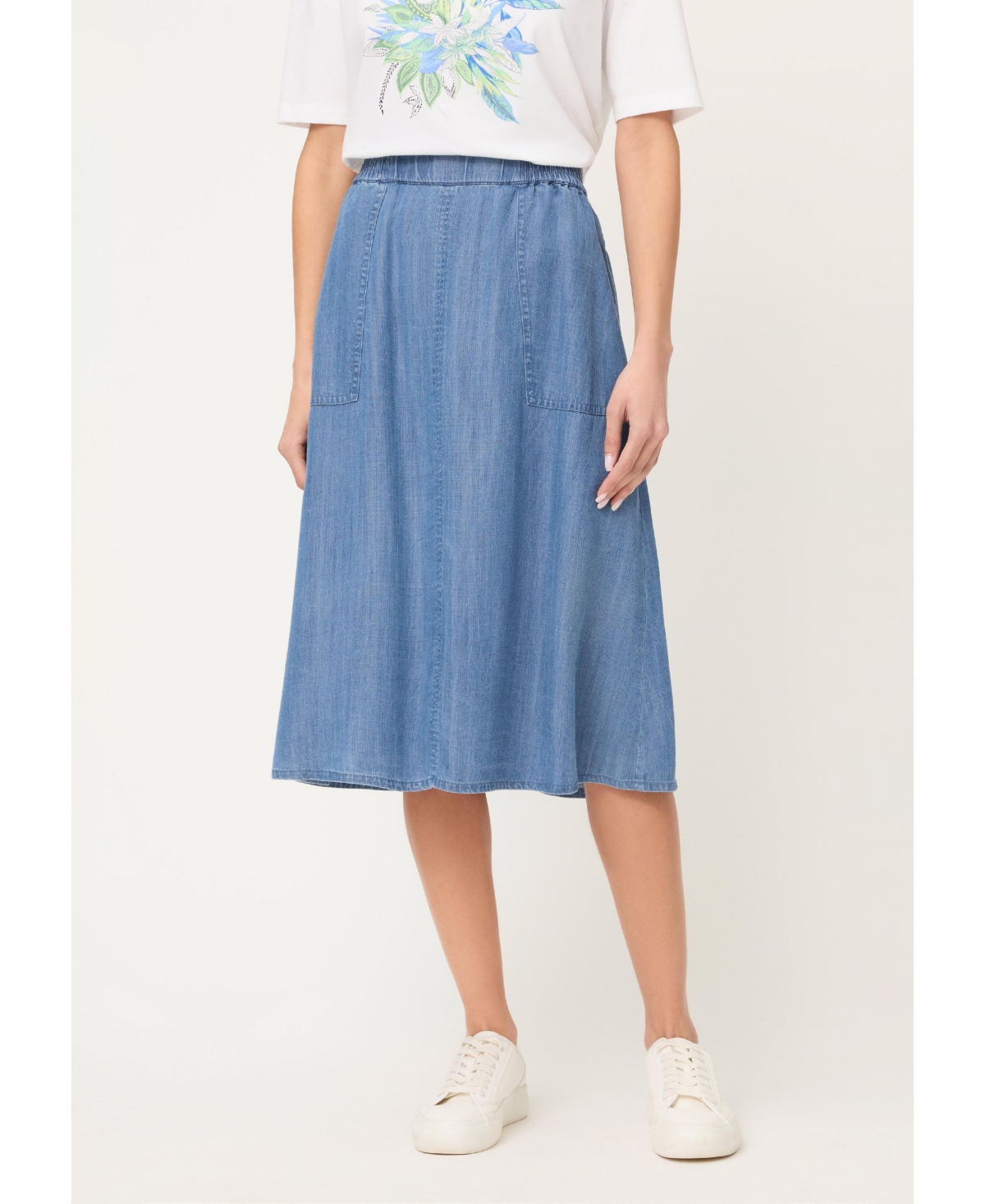 Click here for Olsen Womens Relaxed Skirt - Blue denim prices