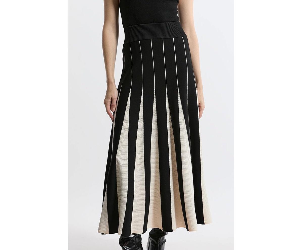 Click here for Karen Millen Womens Pointelle Colour Block Pleated... prices