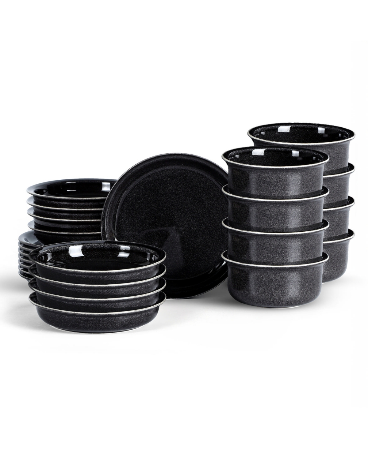 Stone Lain Slate 24-Pc. Dinnerware Set  Service For 8 - Black