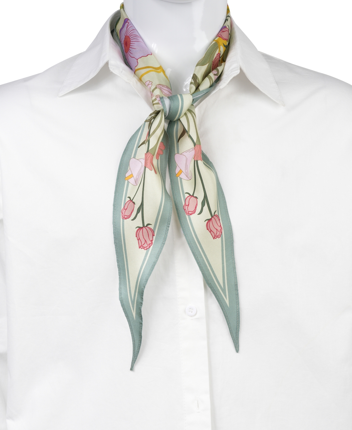 Click here for Bespoke Fashion Floral Diamond-Shape Scarf - Green prices