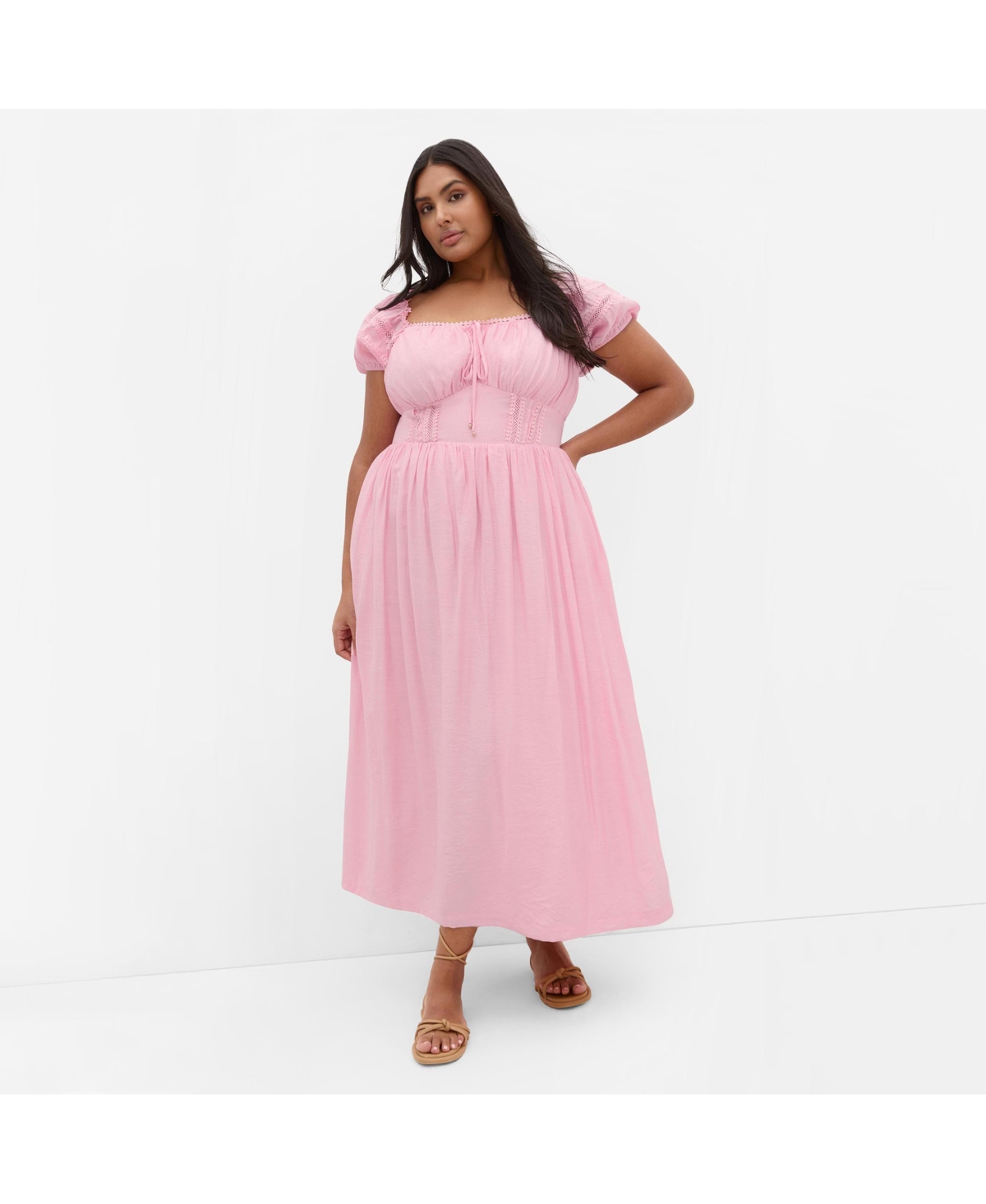 Click here for City Chic Womens Ariella Crochet Trim Midi Dress -... prices