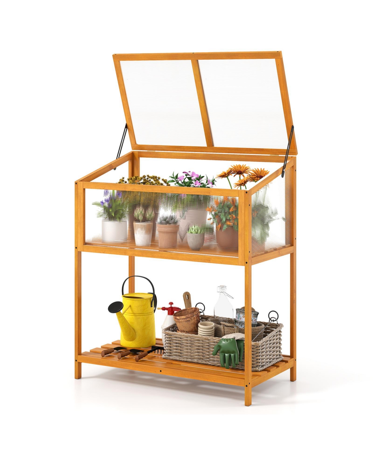 Click here for Sugift Wood Cold Frame Greenhouse with Transparent... prices