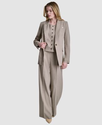 Click here for Dkny Womens Pinstripe Notch Collar Blazer Pinstrip... prices
