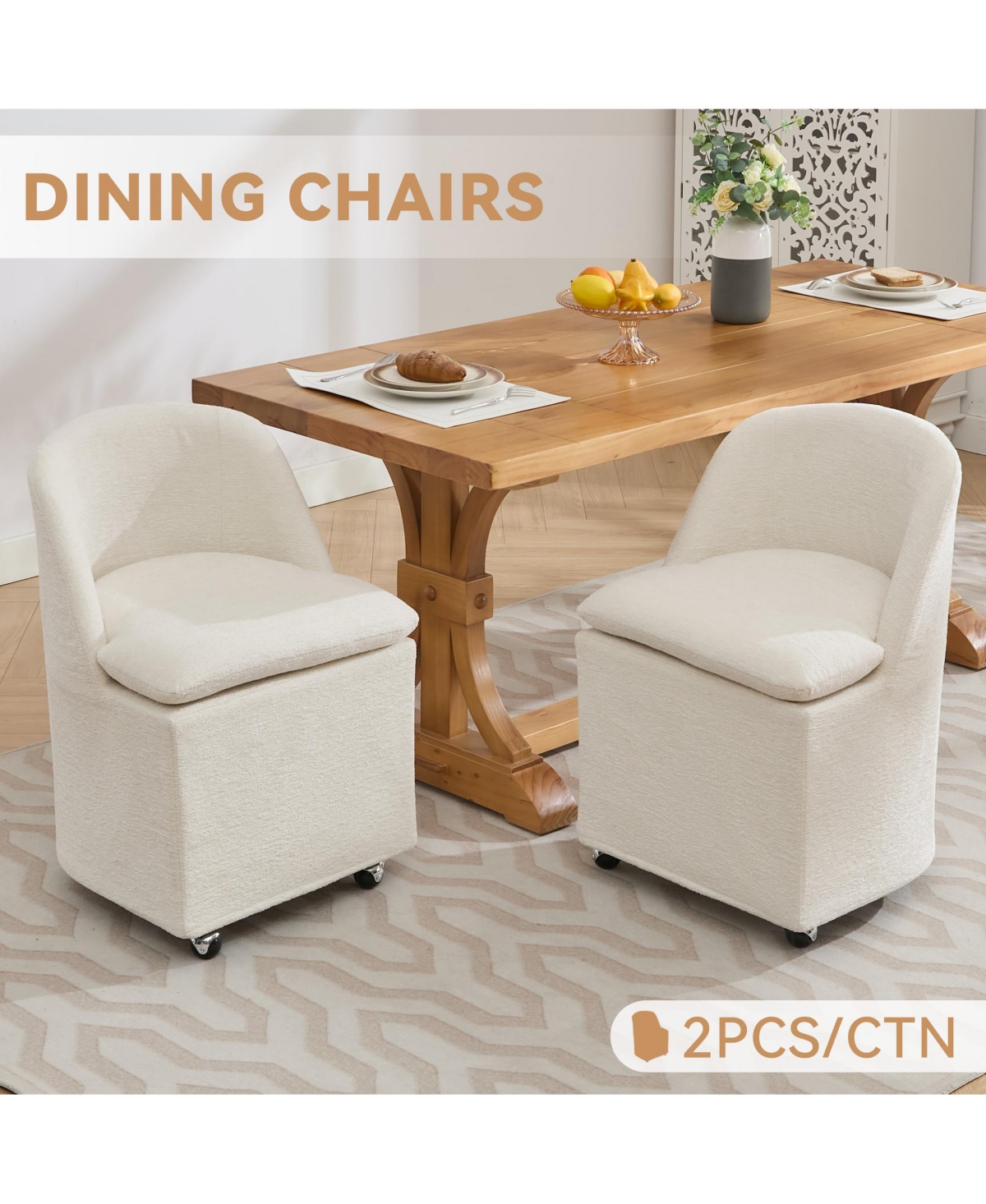 Click here for Rainsken Rolling Dining Chairs Set of 2  Chenille... prices