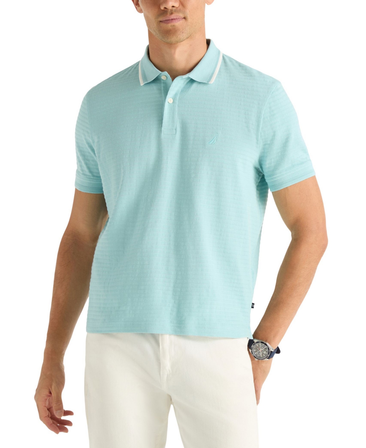 Click here for Nautica Mens Short-Sleeve Jacquard Polo Shirt - Be... prices