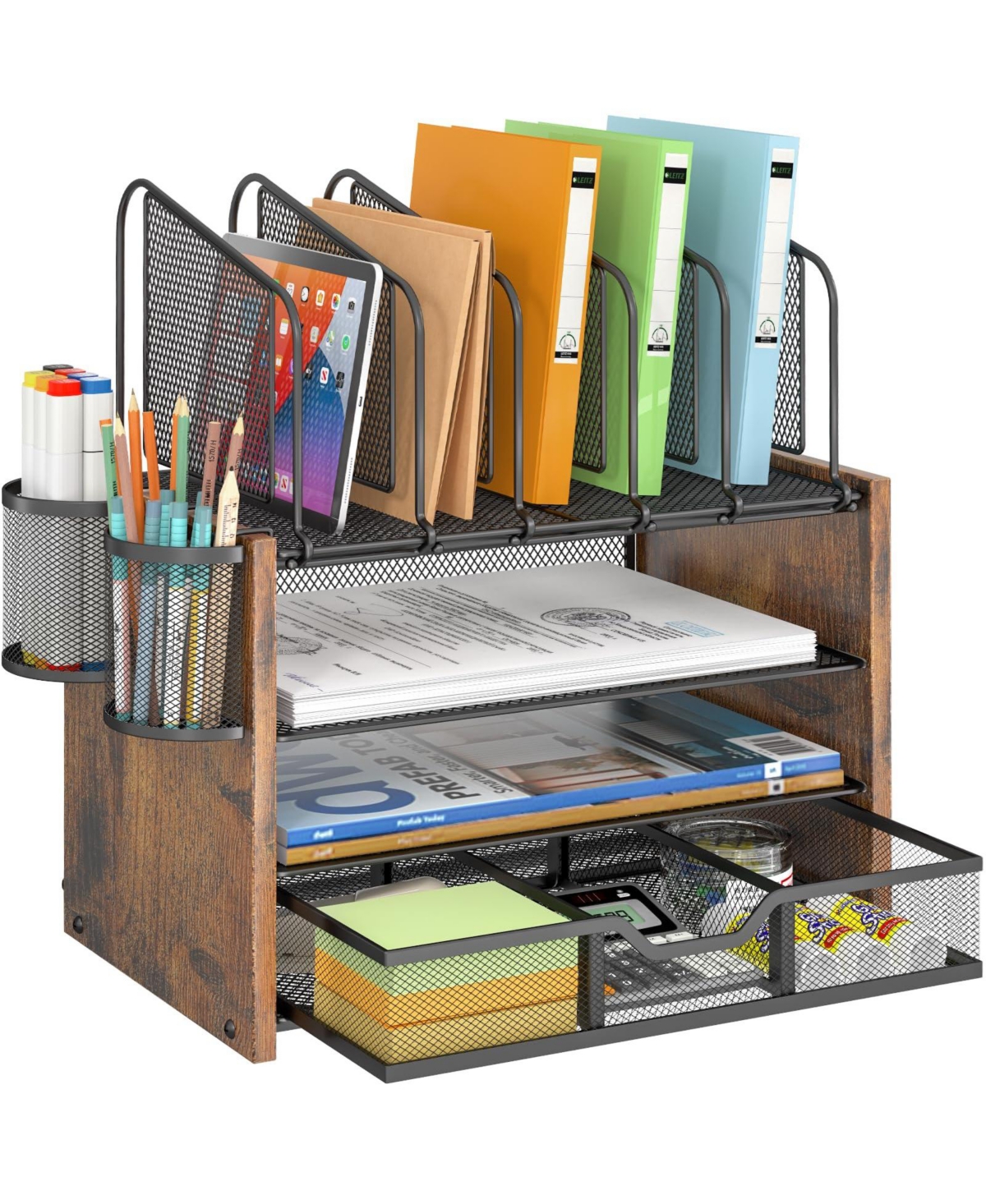 Click here for Gnuadz Mesh Desk Organizer 4-Tier Wooden File 5 Ho... prices