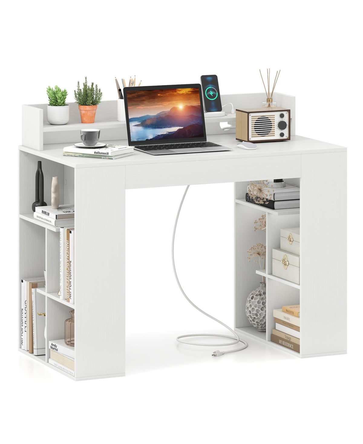 Click here for Sugift Computer Desk with Power Outlets and 2 Book... prices