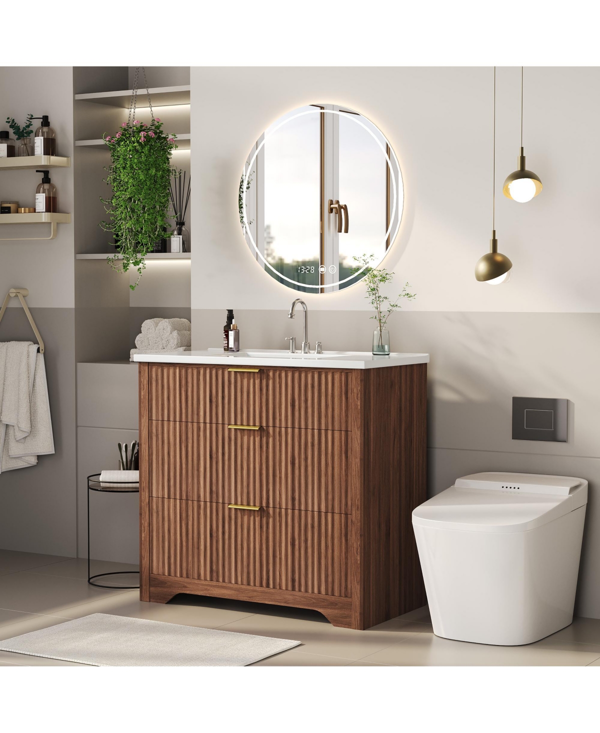 Click here for homfan Fluted Bathroom Vanity with Sink  Farmhouse... prices