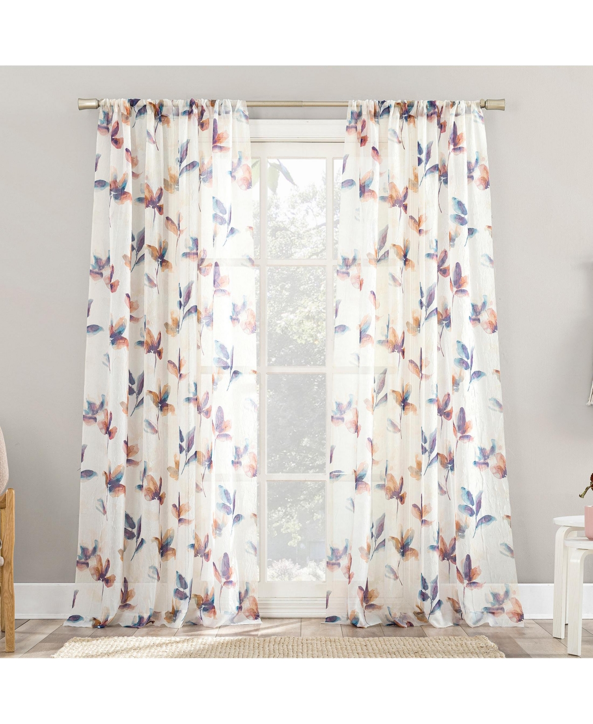 Click here for No. 918 Floral Print Sheer Rod Pocket Curtain Pane... prices