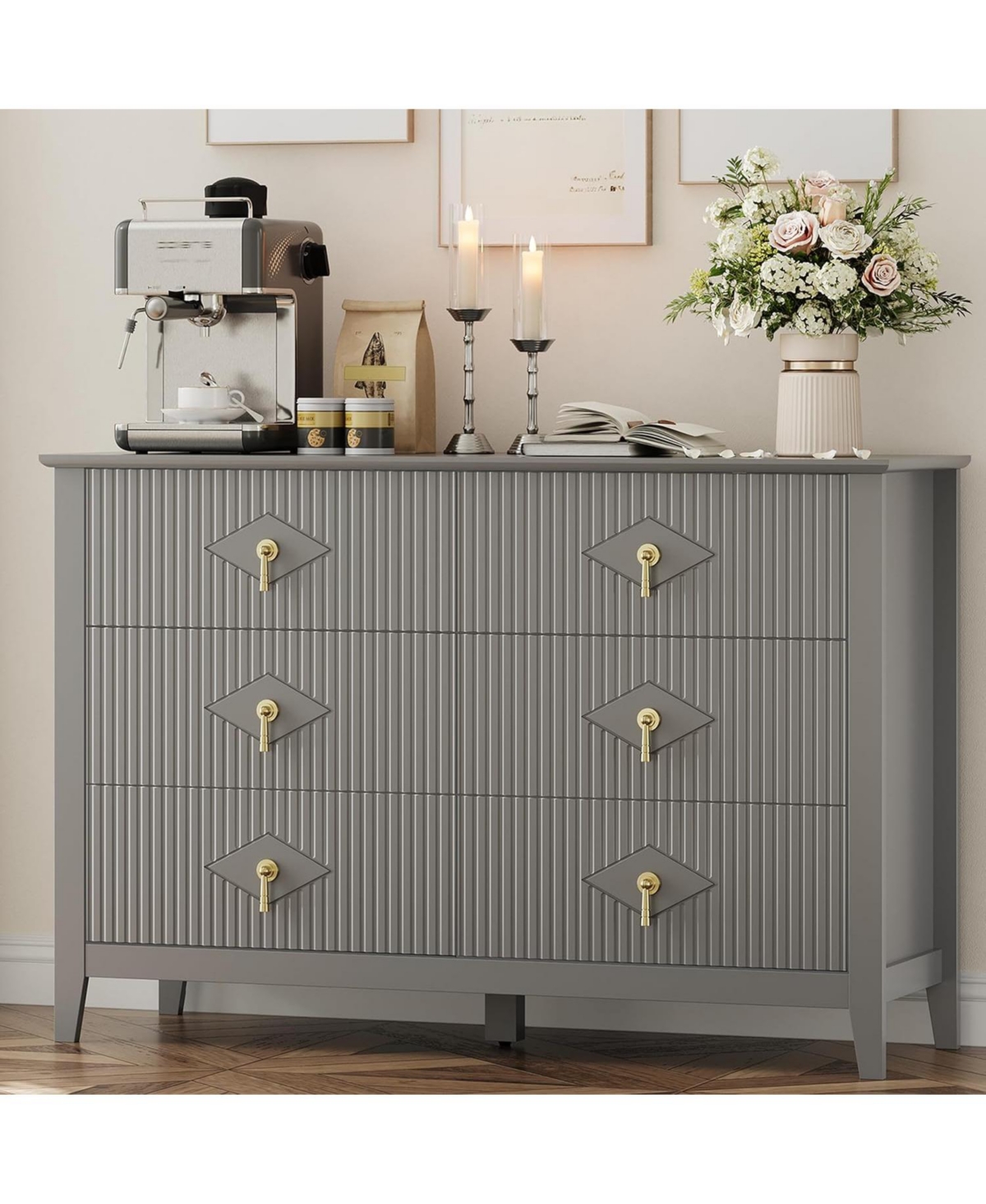 Click here for gaomon Fluted 6-Drawer Modern Dresser  47.2 Wave D... prices