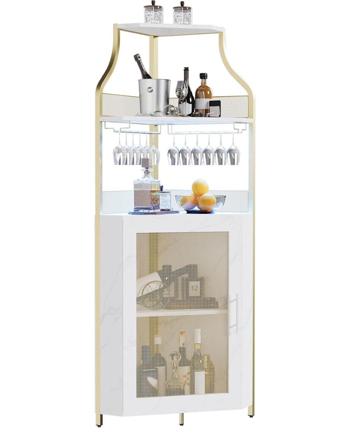 Click here for gaomon Gold Space-Saving Corner Wine Bar Cabinet... prices