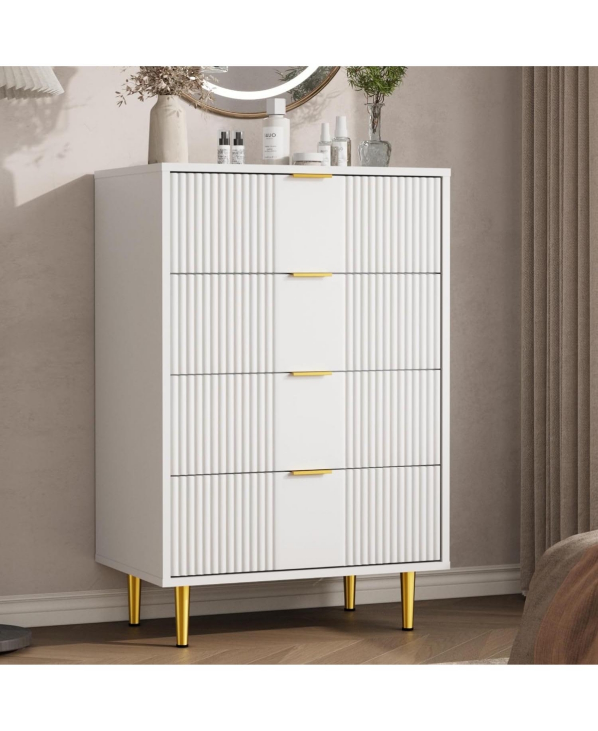 Click here for gaomon 36.85 Tall Fluted Dresser with 4 Drawers  M... prices
