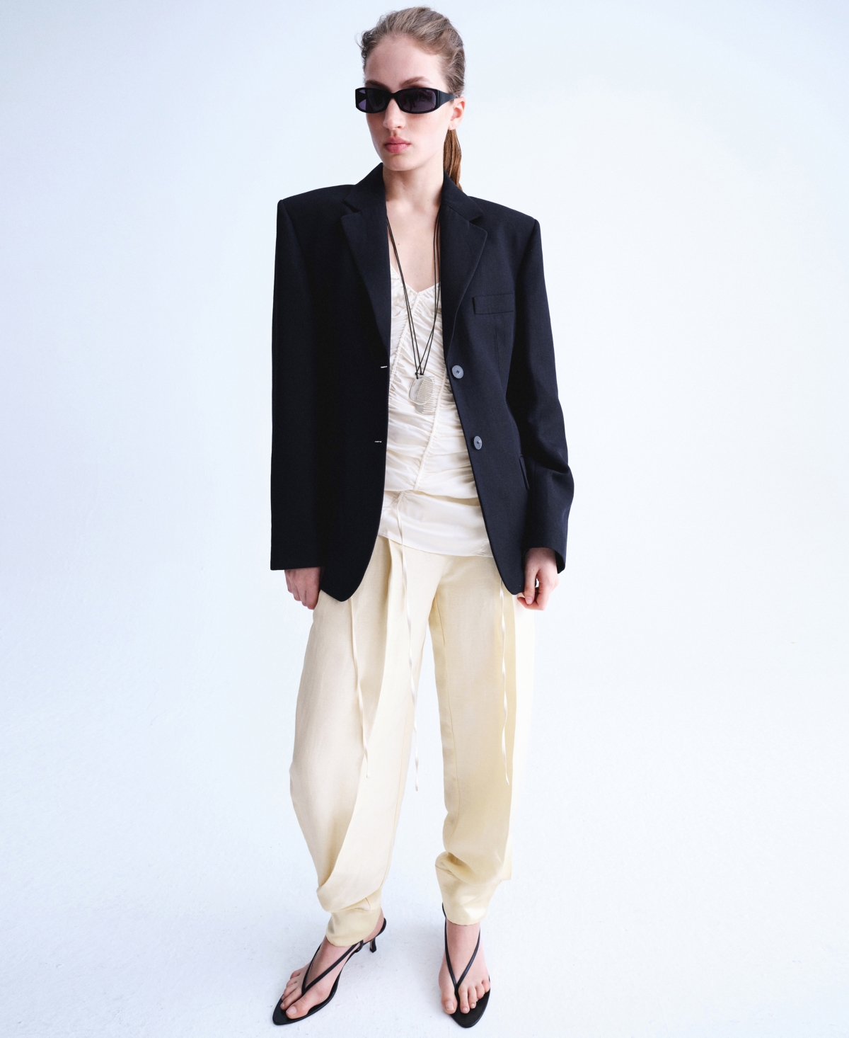 Click here for Selection Mango Womens Satin-Finish Balloon Pants... prices