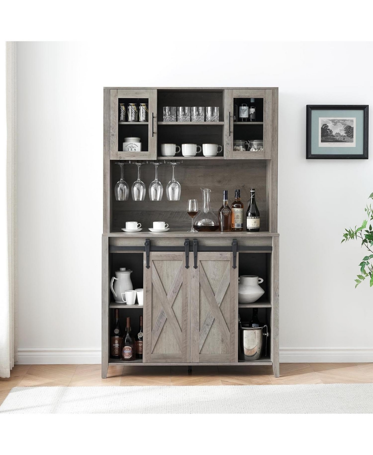 Click here for gaomon 70 Wine Bar Cabinet with Storage Hutch  Sli... prices