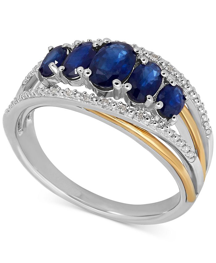 Macy's Sapphire (1-7/8 ct. t.w.) and Diamond Accent Ring in Sterling ...