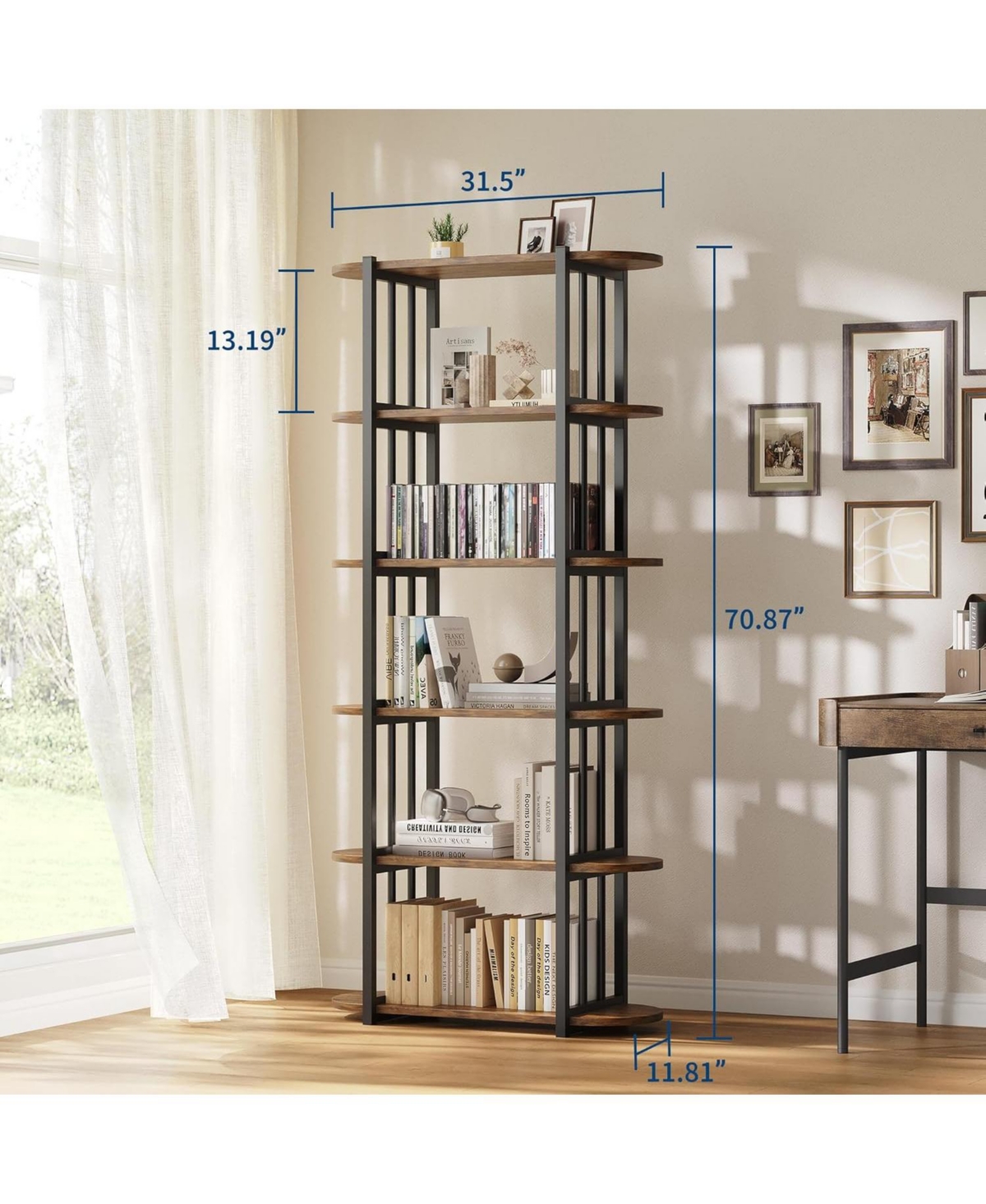 Click here for gaomon 6-Tier Tall Industrial Bookshelf  Freestand... prices