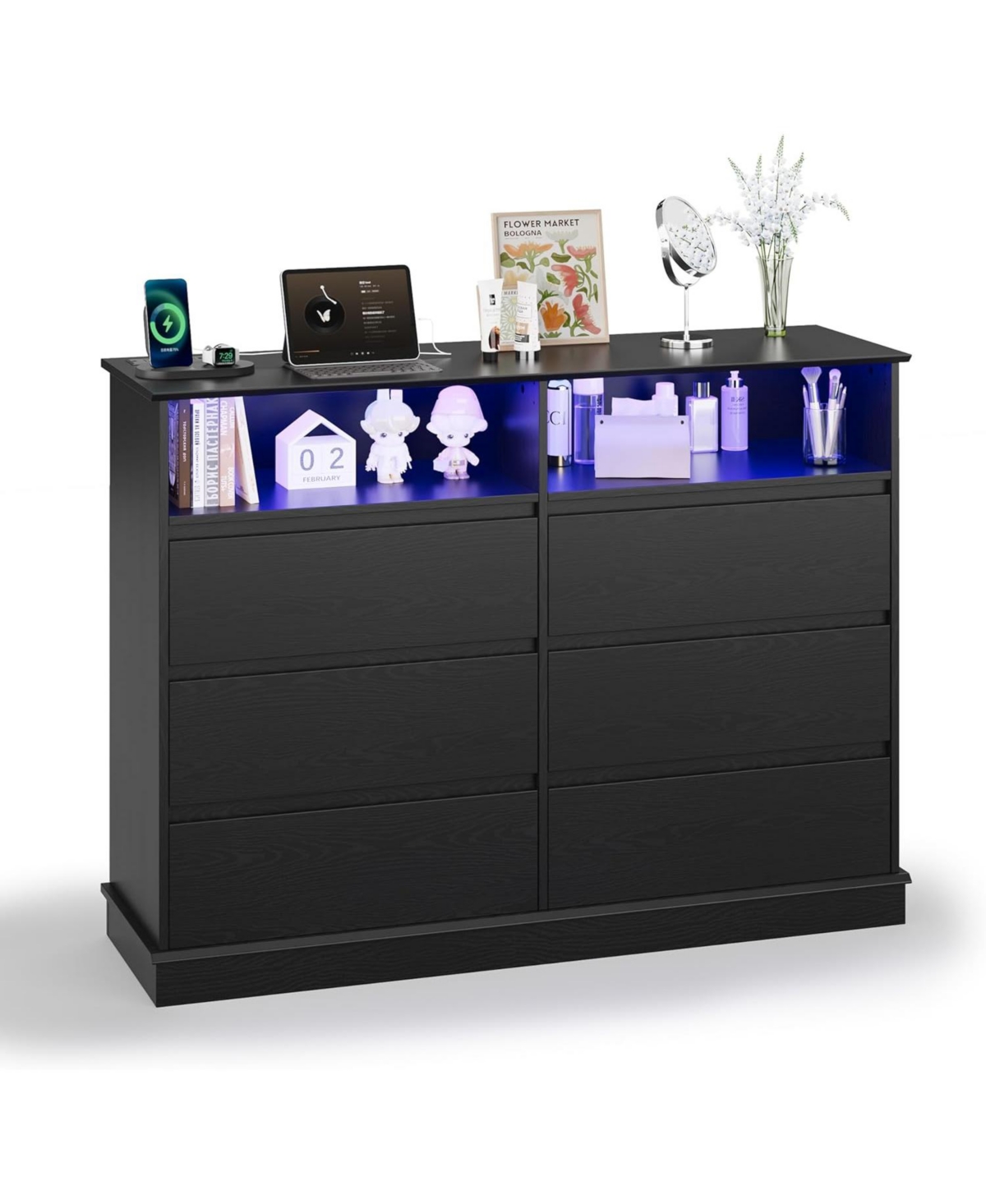 Click here for gaomon 6 Drawer Dresser with Led Lights and Chargi... prices
