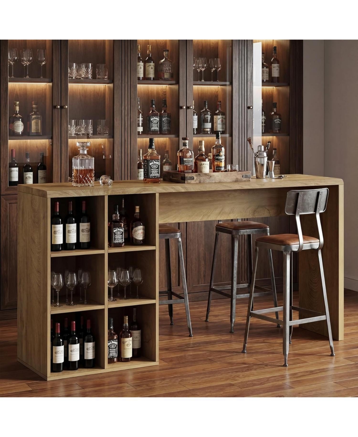 Click here for Tribesigns 70.9-Inch Bar Table with 6 Cubbies Stor... prices