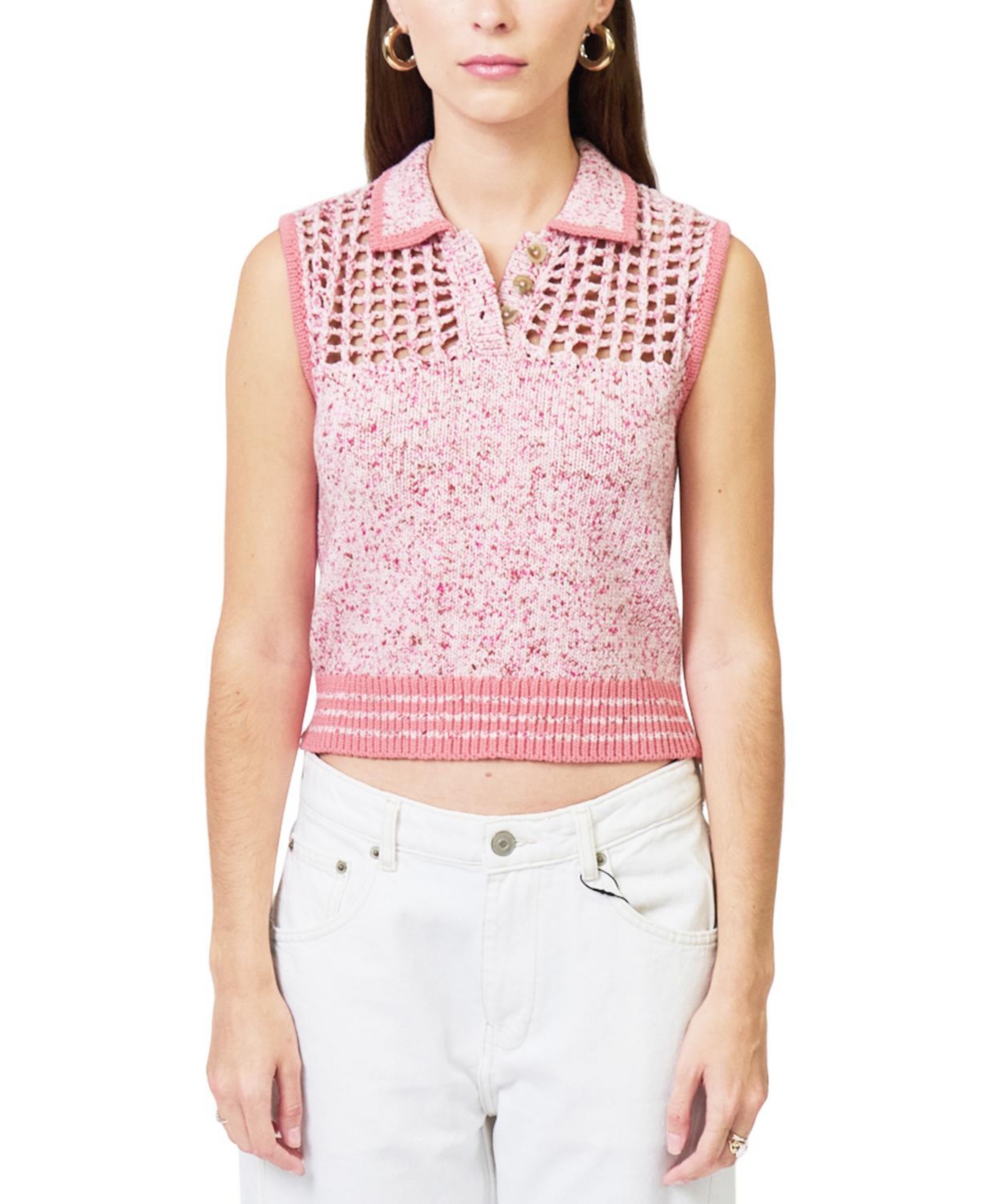 Click here for Central Park West Womens Clover Sleeveless Mesh Po... prices