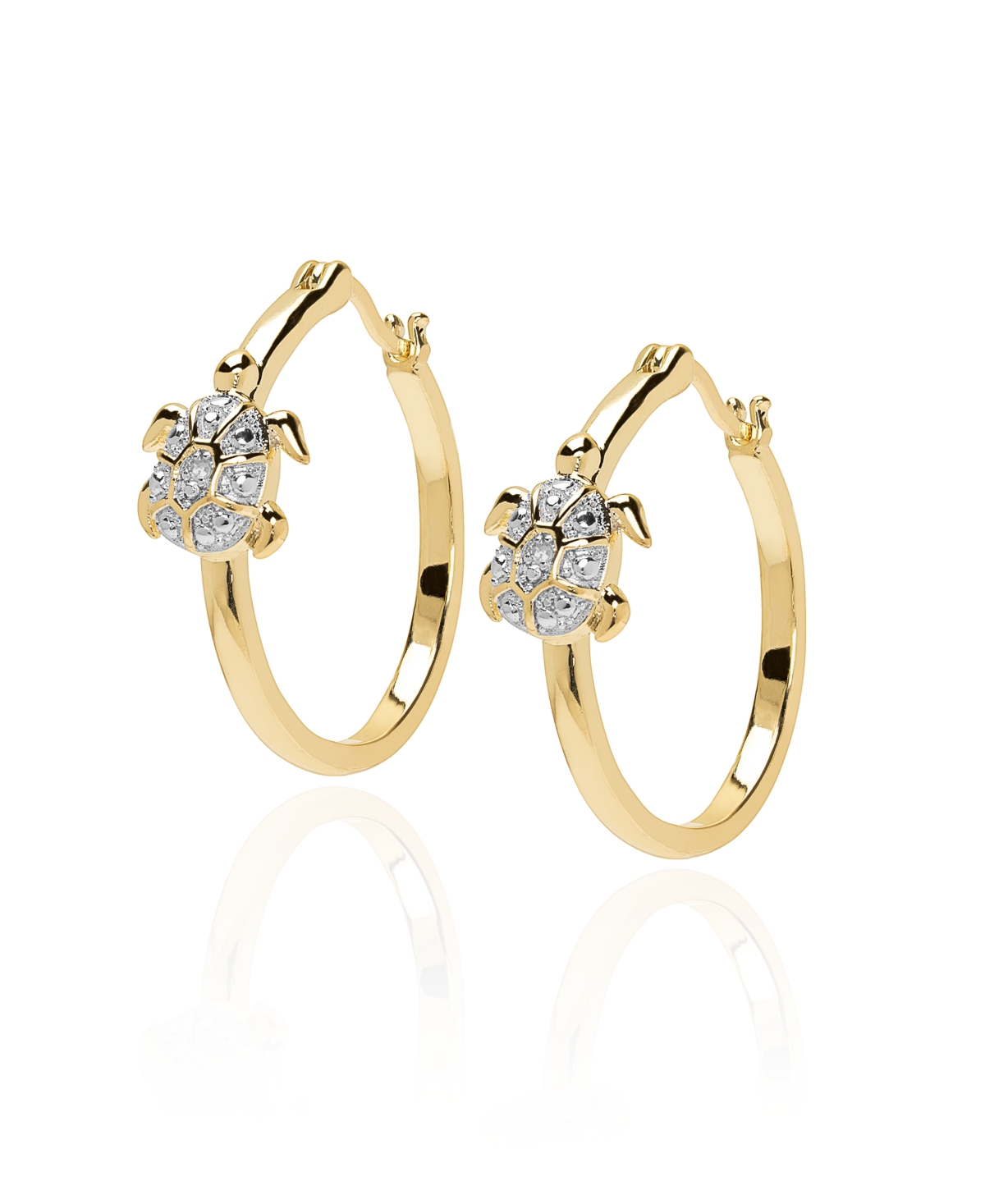 Click here for Macys Diamond Accent 0.01 ct. t. w. Turtle Hoop Ea... prices