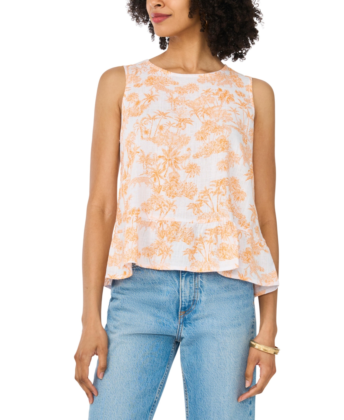 Click here for Vince Camuto Womens Peplum Crewneck Top - Tangerin... prices