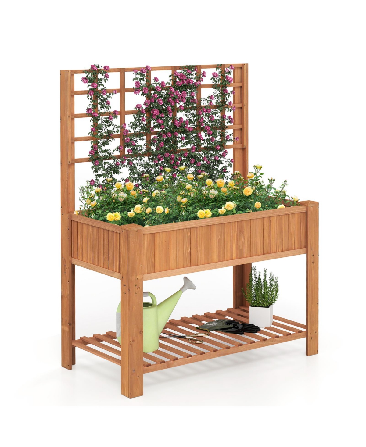 Click here for Gouun Fir Wood Raised Garden Bed with Trellis and... prices