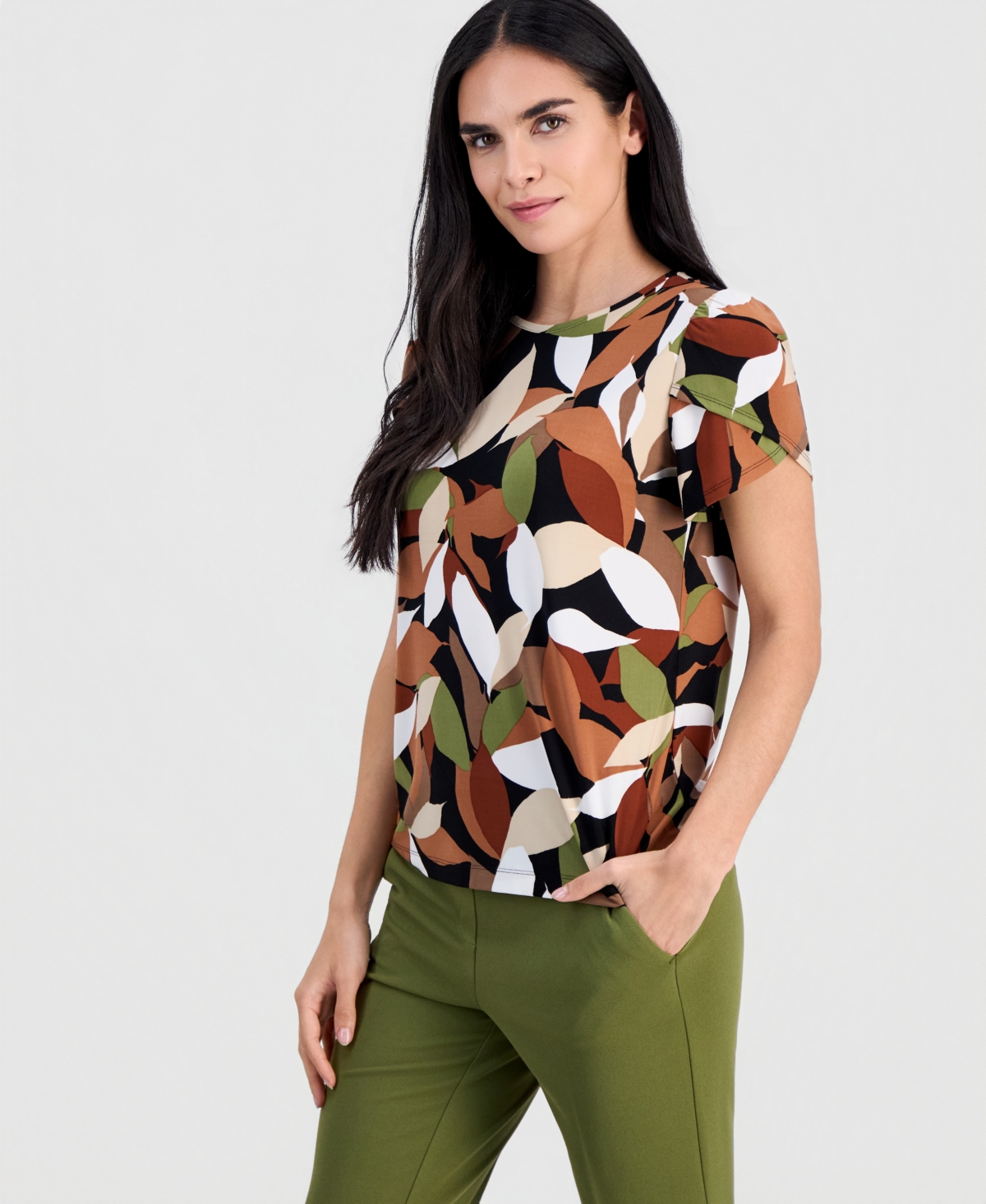 Click here for Ak Anne Klein Petite Crewneck Short-Sleeve Printed... prices