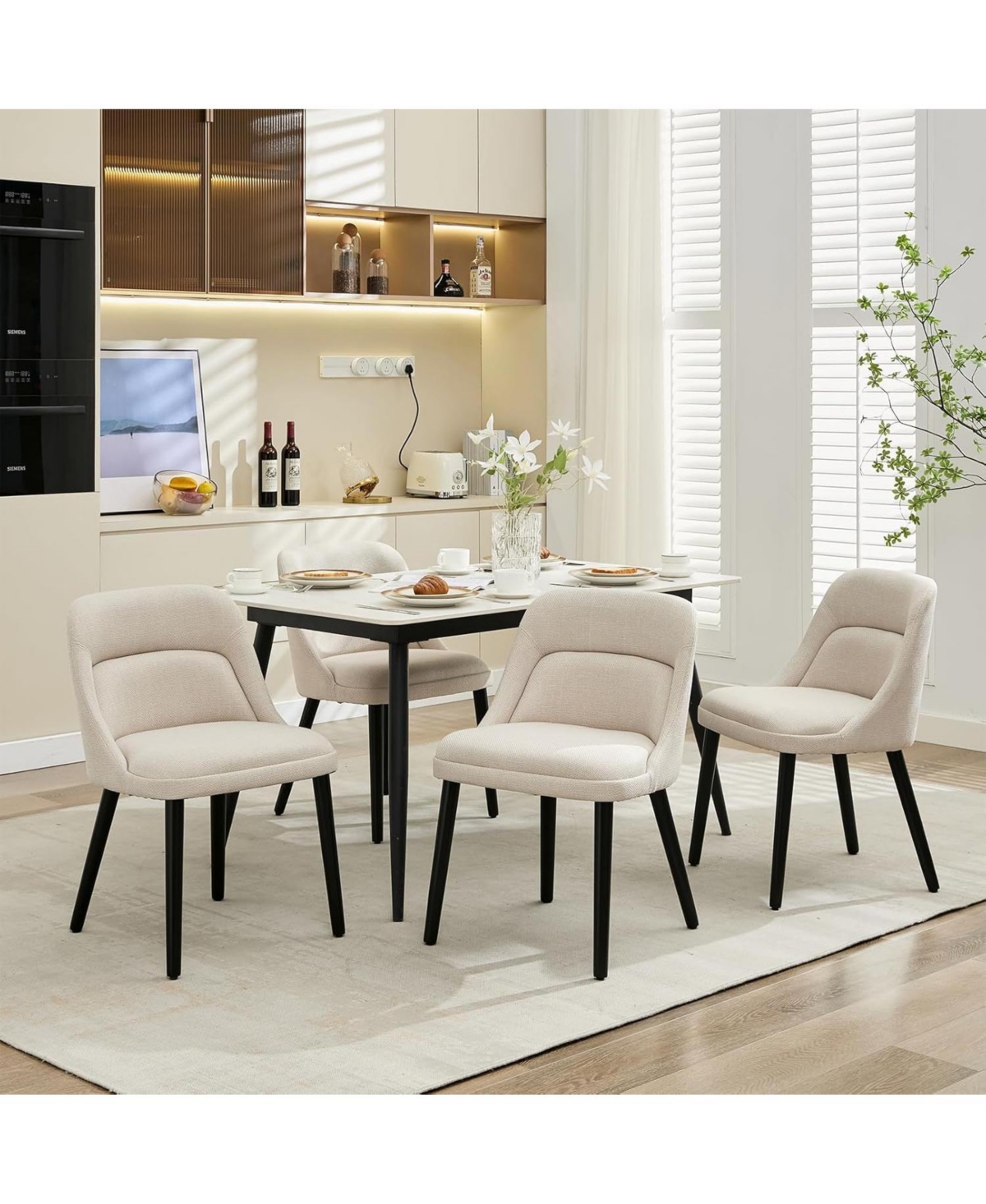 Click here for gaomon Set of 4 Modern Linen Fabric Upholstered Di... prices