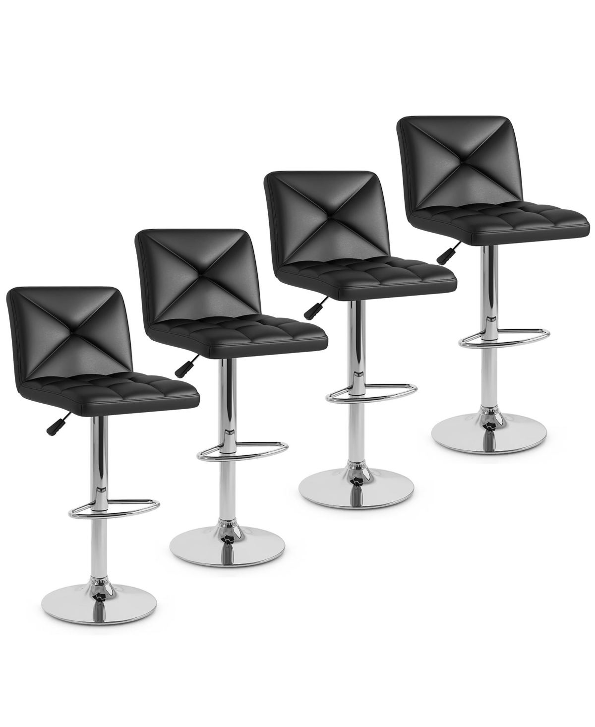 Click here for Gymax 4 Pcs Bar Stools Pu Leather Swivel Bar Chair... prices