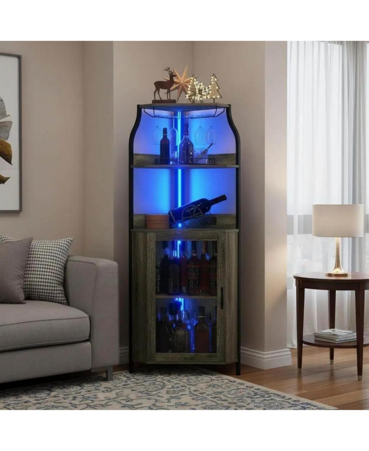 Click here for gaomon Modern 68 Corner Bar Cabinet with Led Light... prices