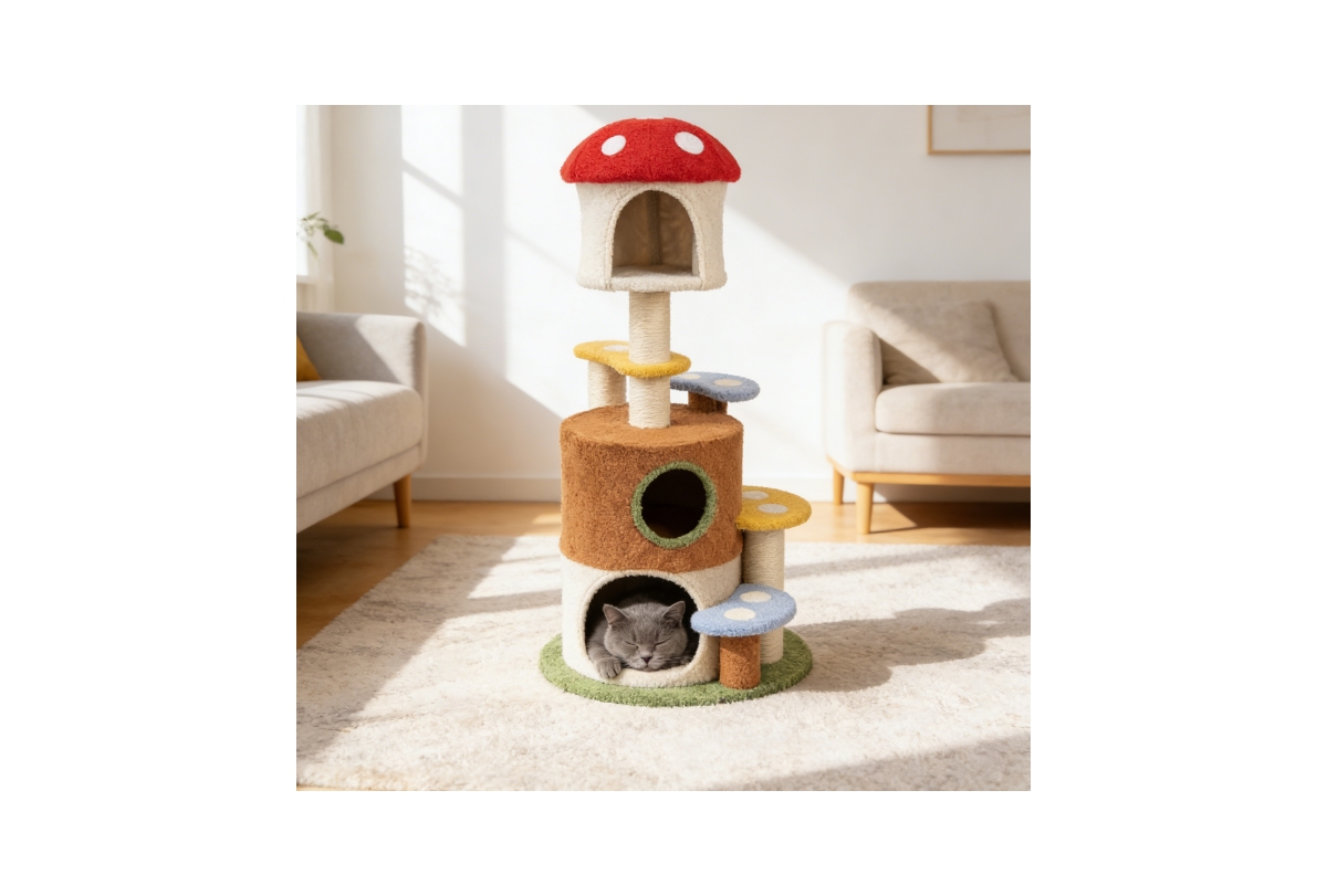 Click here for Zeus and Ruta Mushroom Cat Tree with Large Condo P... prices