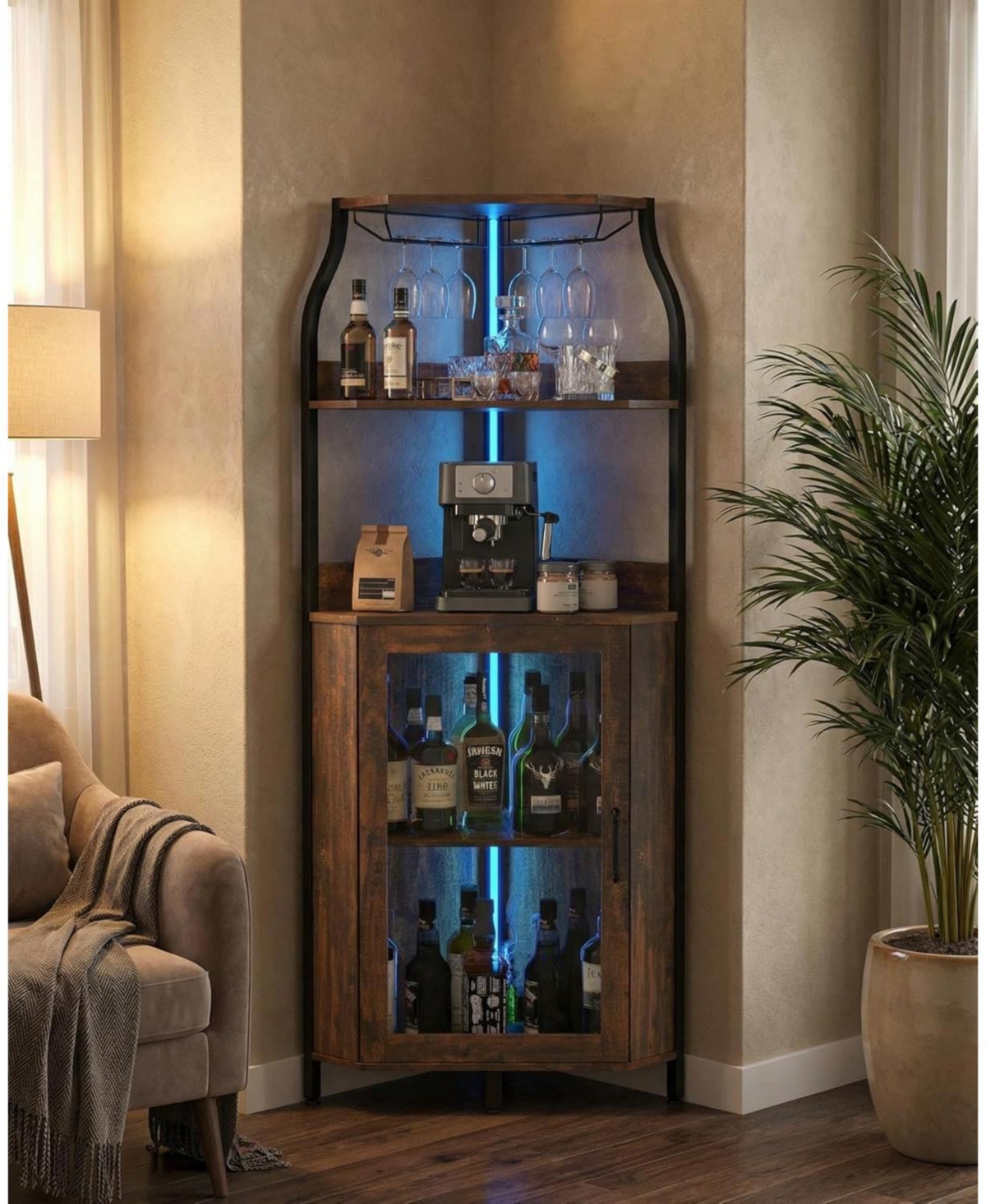 Click here for gaomon Modern 68 Corner Bar Cabinet with Led Light... prices