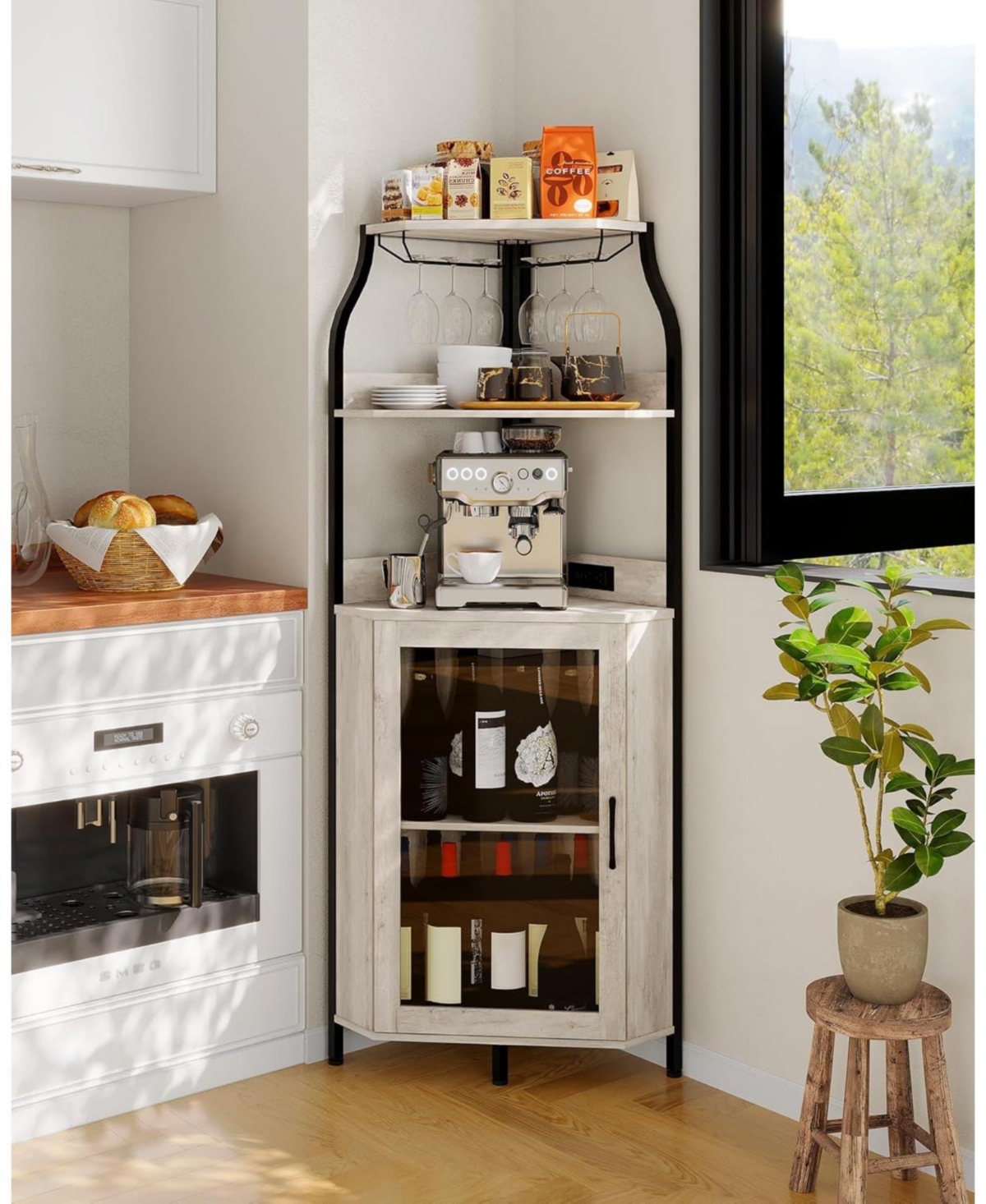 Click here for gaomon Modern 68 Corner Bar Cabinet with Led Light... prices