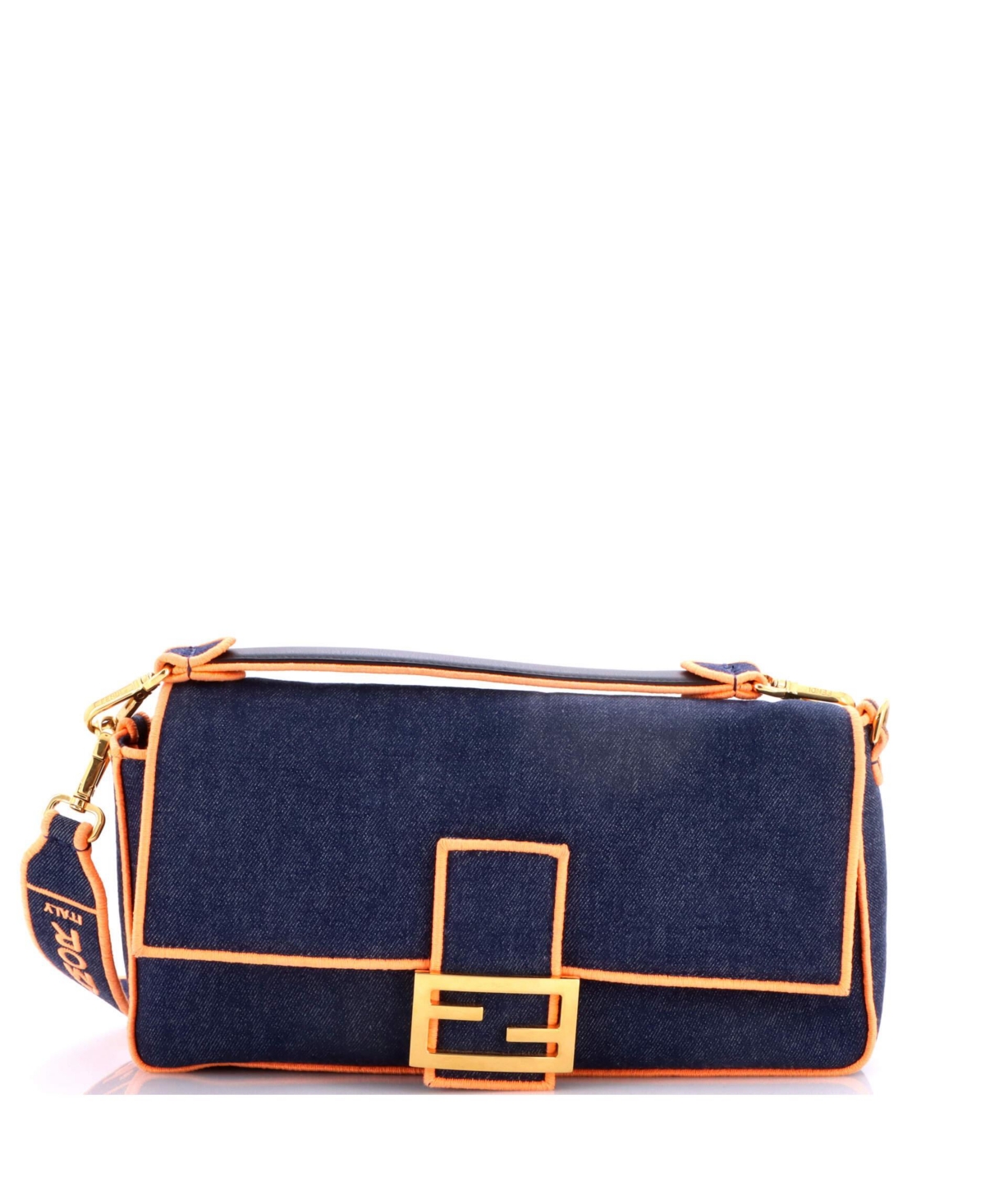 Click here for Pre-Owned Fendi Large Baguette Nm Bag Denim - Blue prices