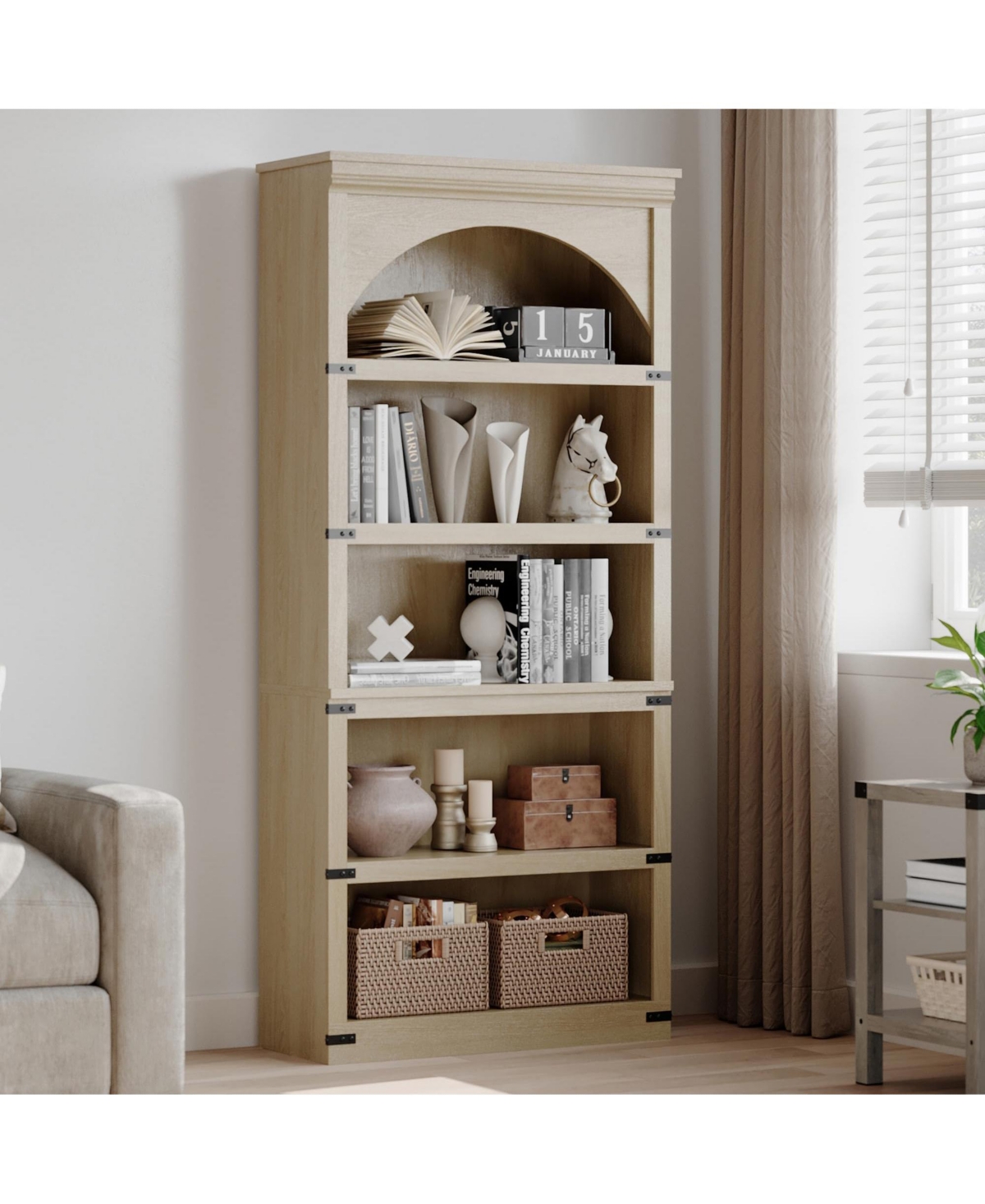 Click here for gaomon 68.7 Tall Farmhouse Arched 5-Tier Wooden Bo... prices