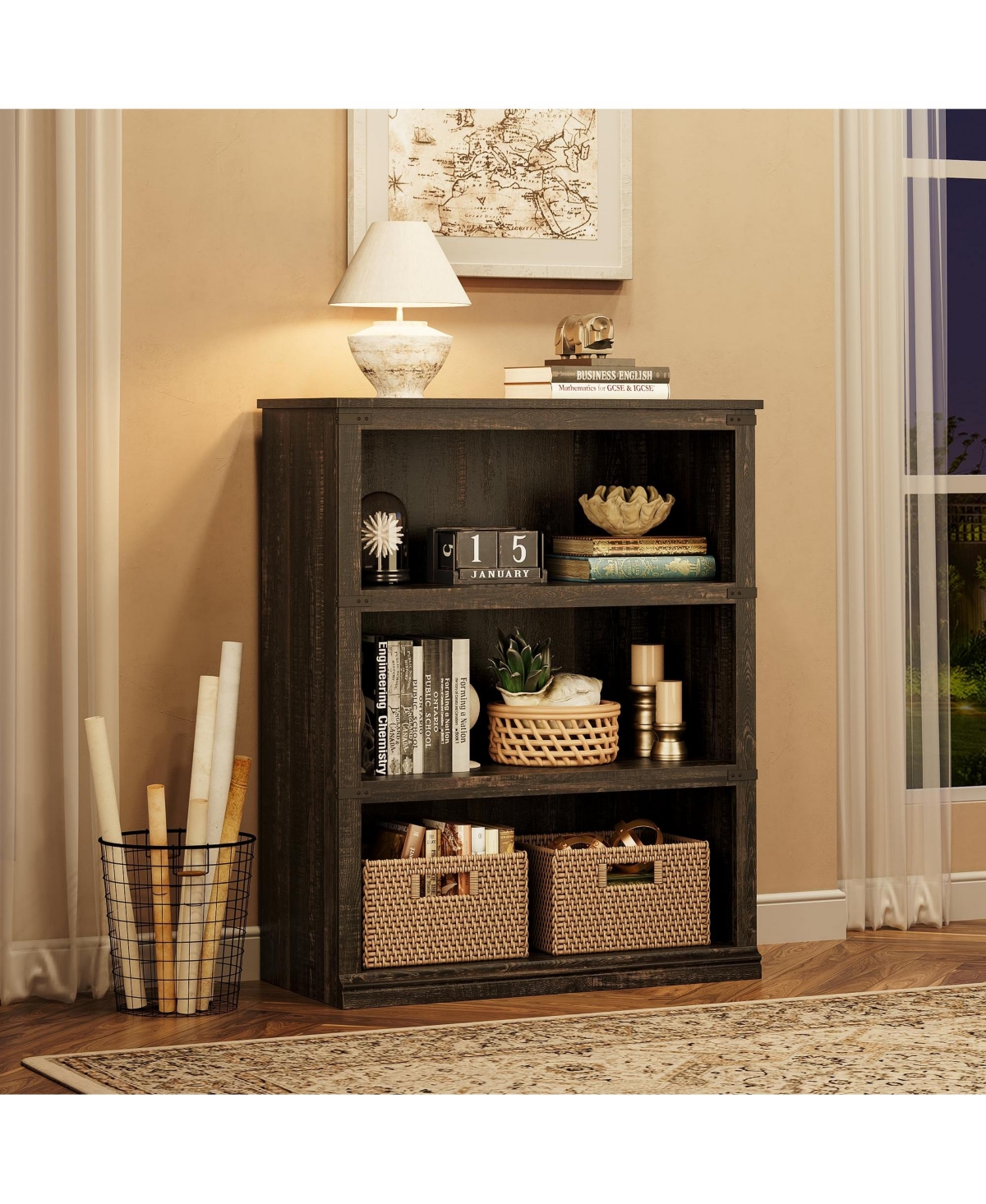 Click here for gaomon 40 Tall Farmhouse 3-Tier Wooden Bookcase  M... prices