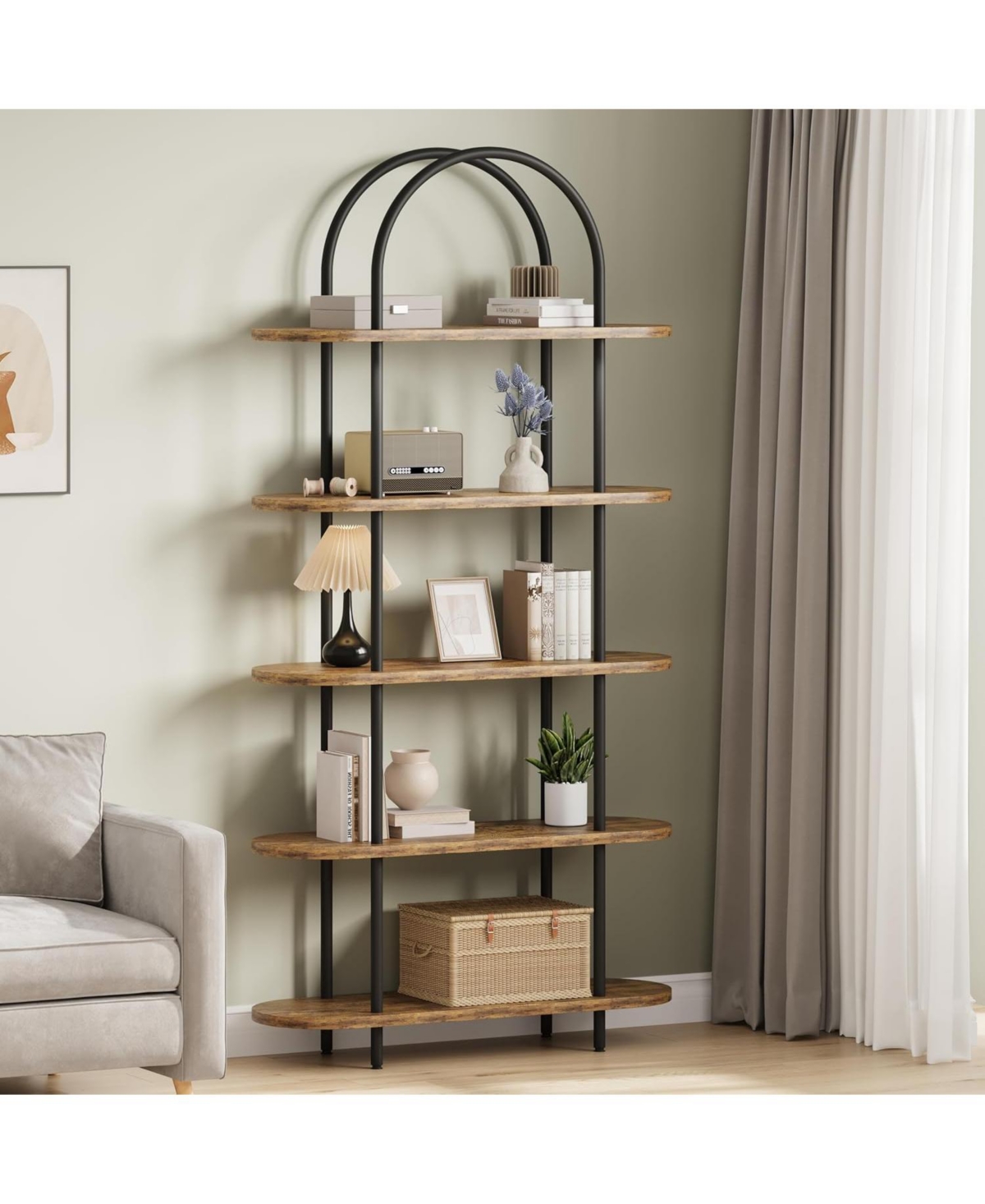 Click here for gaomon 71 Arched 5 Tier Bookshelf with Metal Frame... prices