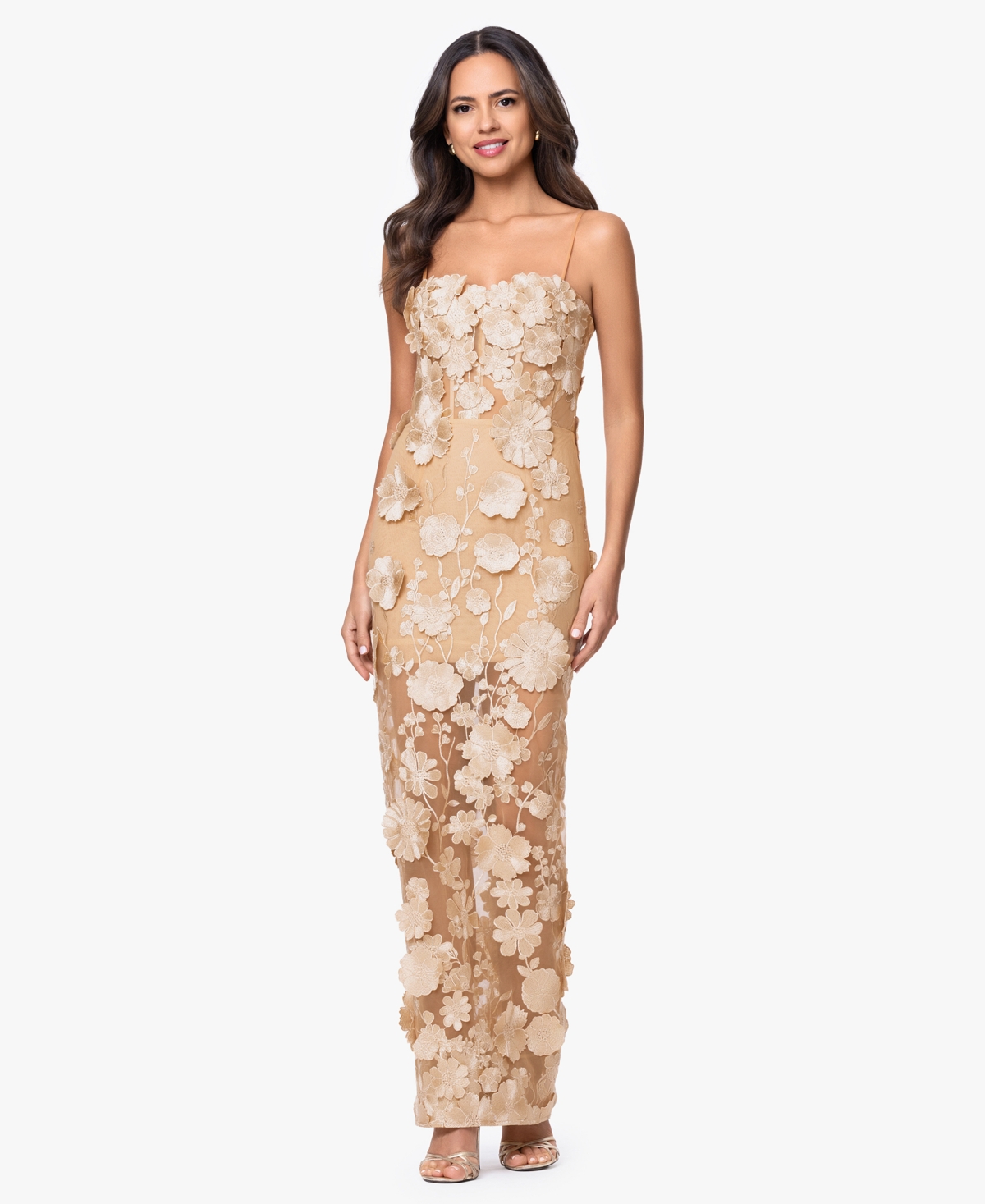 Click here for Xscape Womens Sleeveless Strapless Gown - Gold prices