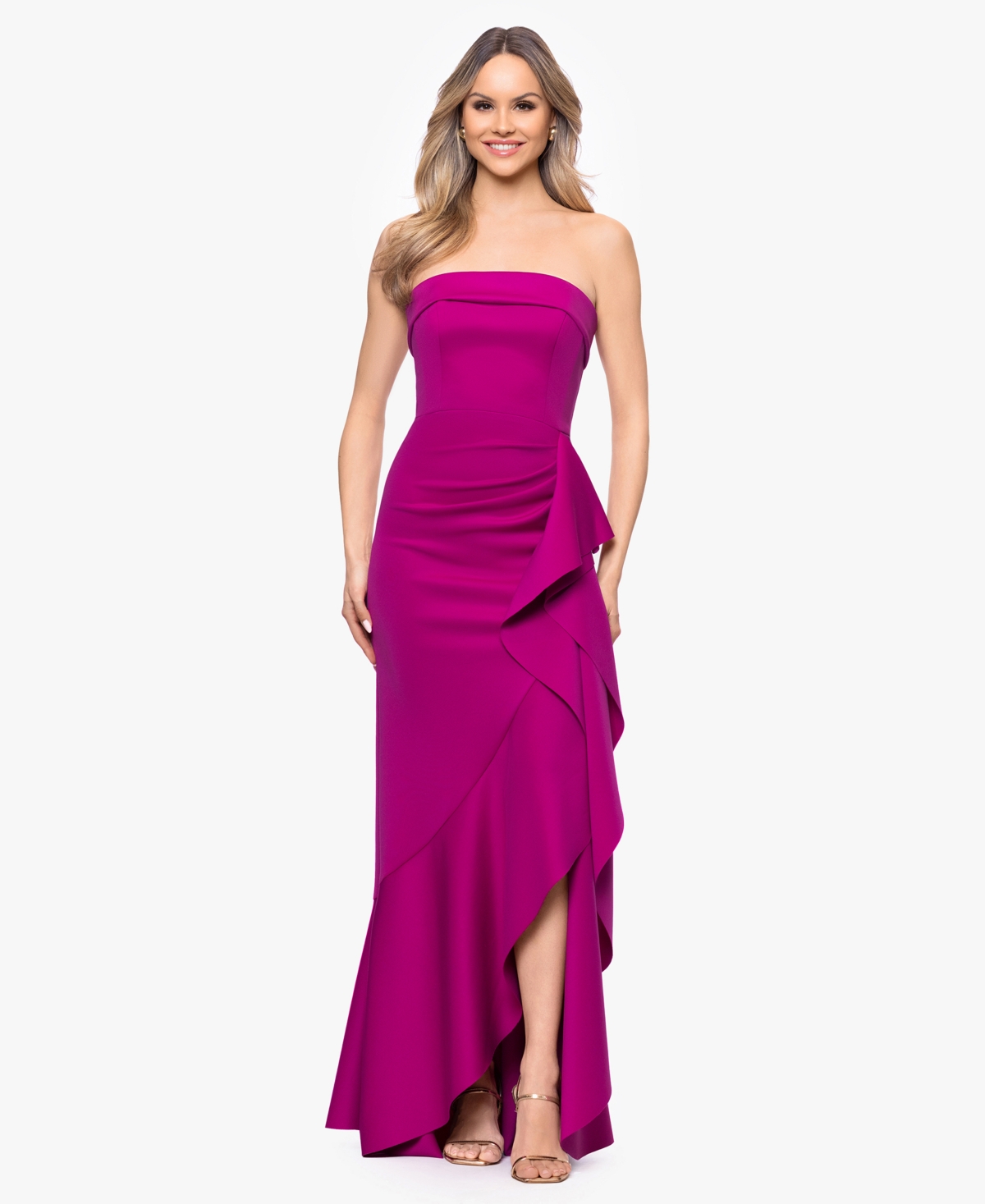 Click here for Xscape Womens Sleeveless Strapless Gown - Orchid prices