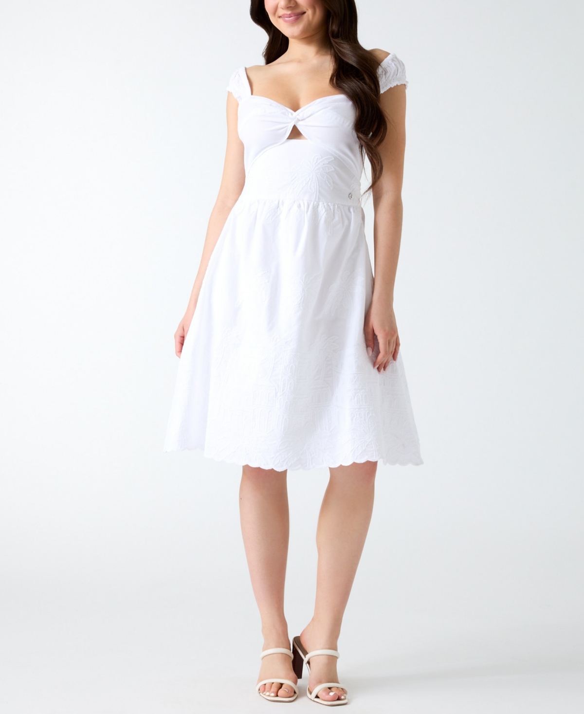 Click here for Guess Womens Cotton Stella Embroidered Dress - Pur... prices