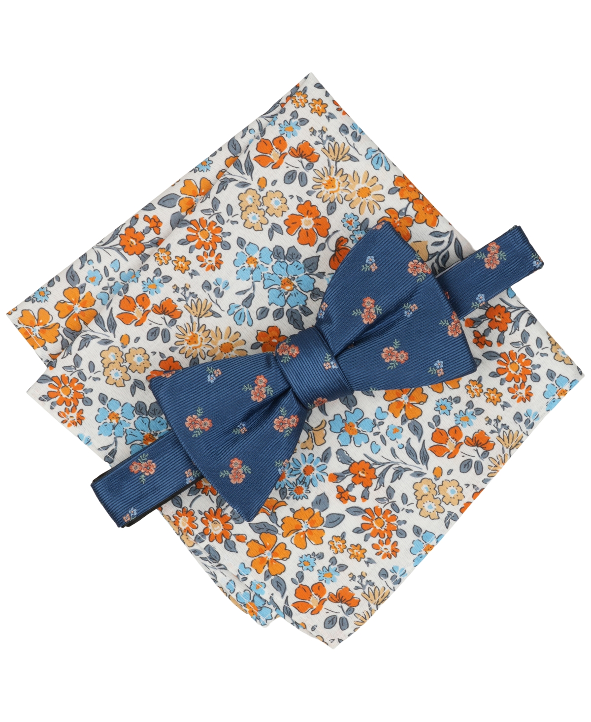 Click here for Bar Iii Mens Rubin Floral Bow Tie and Pocket Squar... prices