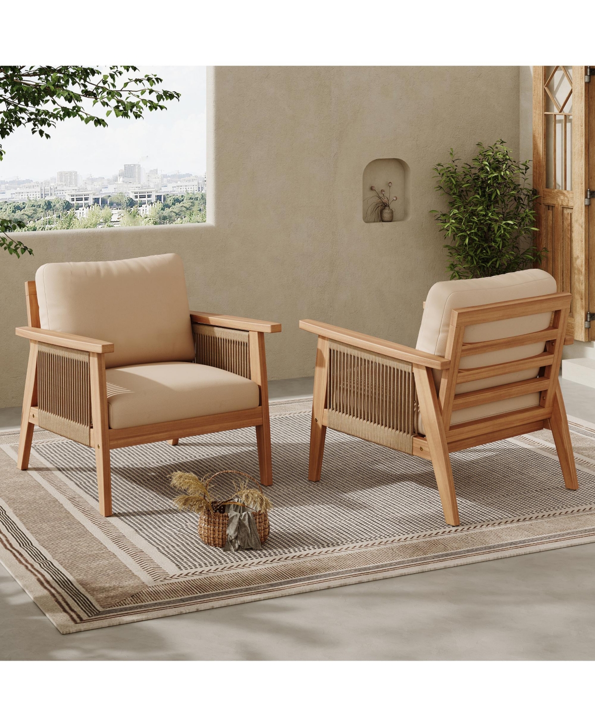 Click here for Rainsken Outdoor Patio Chair Set of 2  Acacia Wood... prices