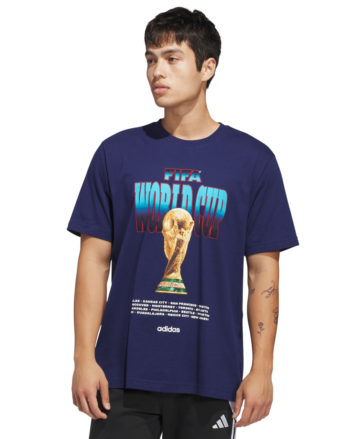 Click here for adidas Mens World Cup 26 Tour Graphic T-Shirt - Bl... prices