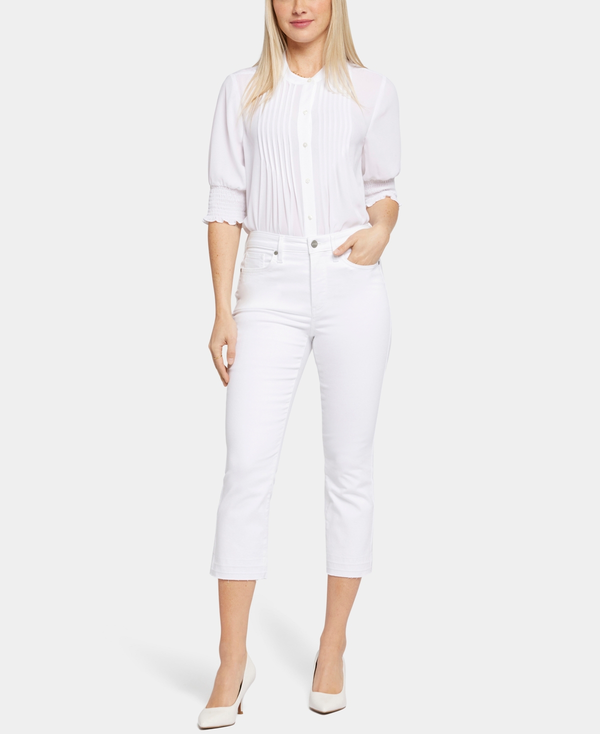 Click here for Nydj Petite Chloe Pull-On Capri Jeans - Optic Whit... prices