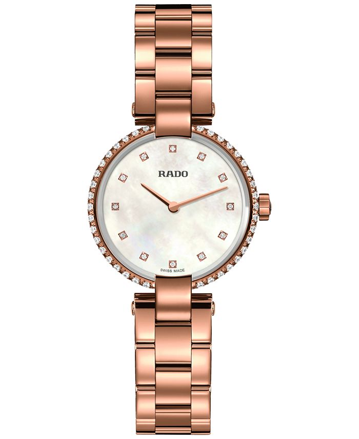 Rado Women's Swiss Coupole Diamond Accent Rose Gold-Tone PVD Stainless ...